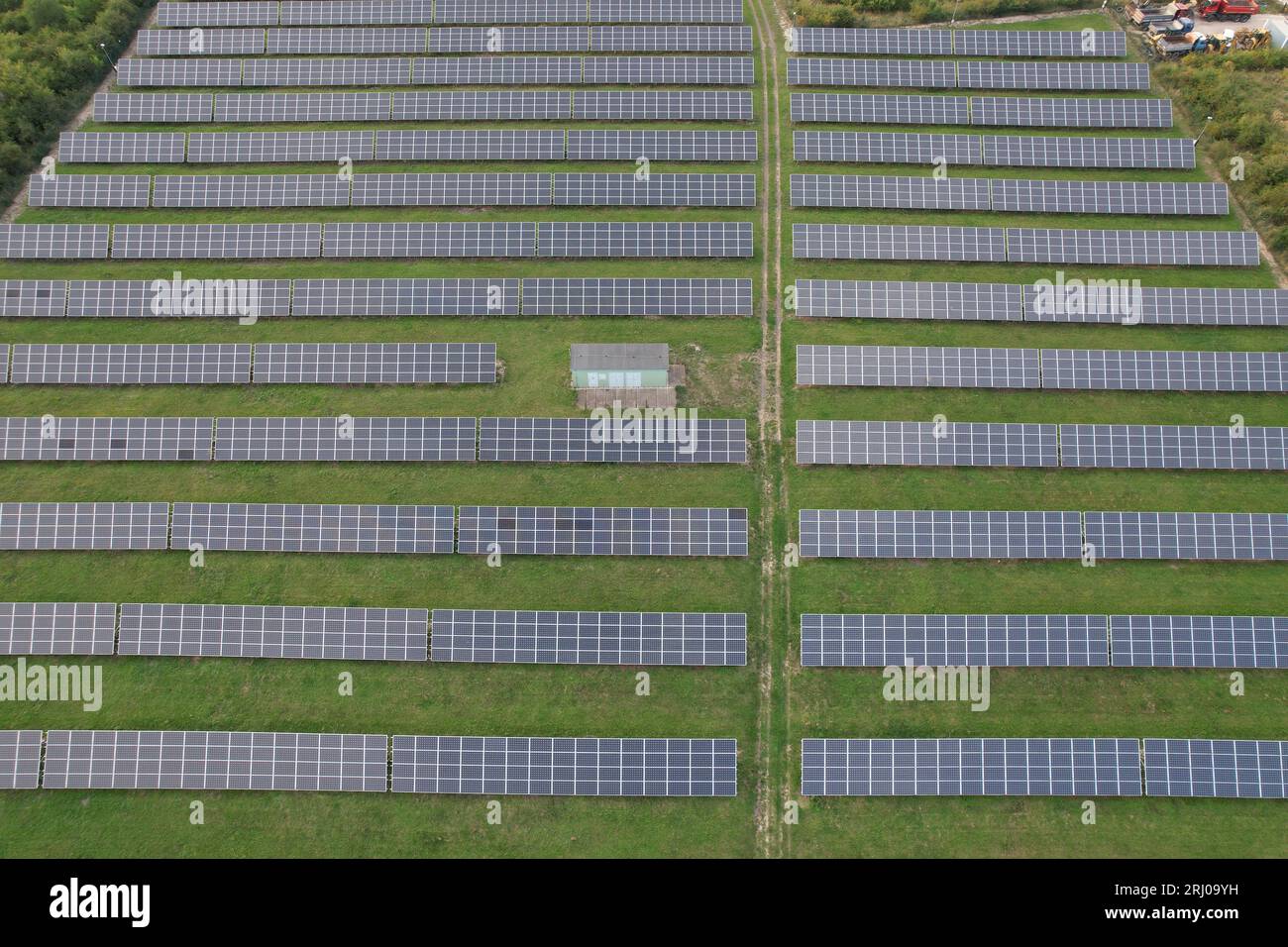 Modern solar power plant, photovoltaic panels green energy electricity ...