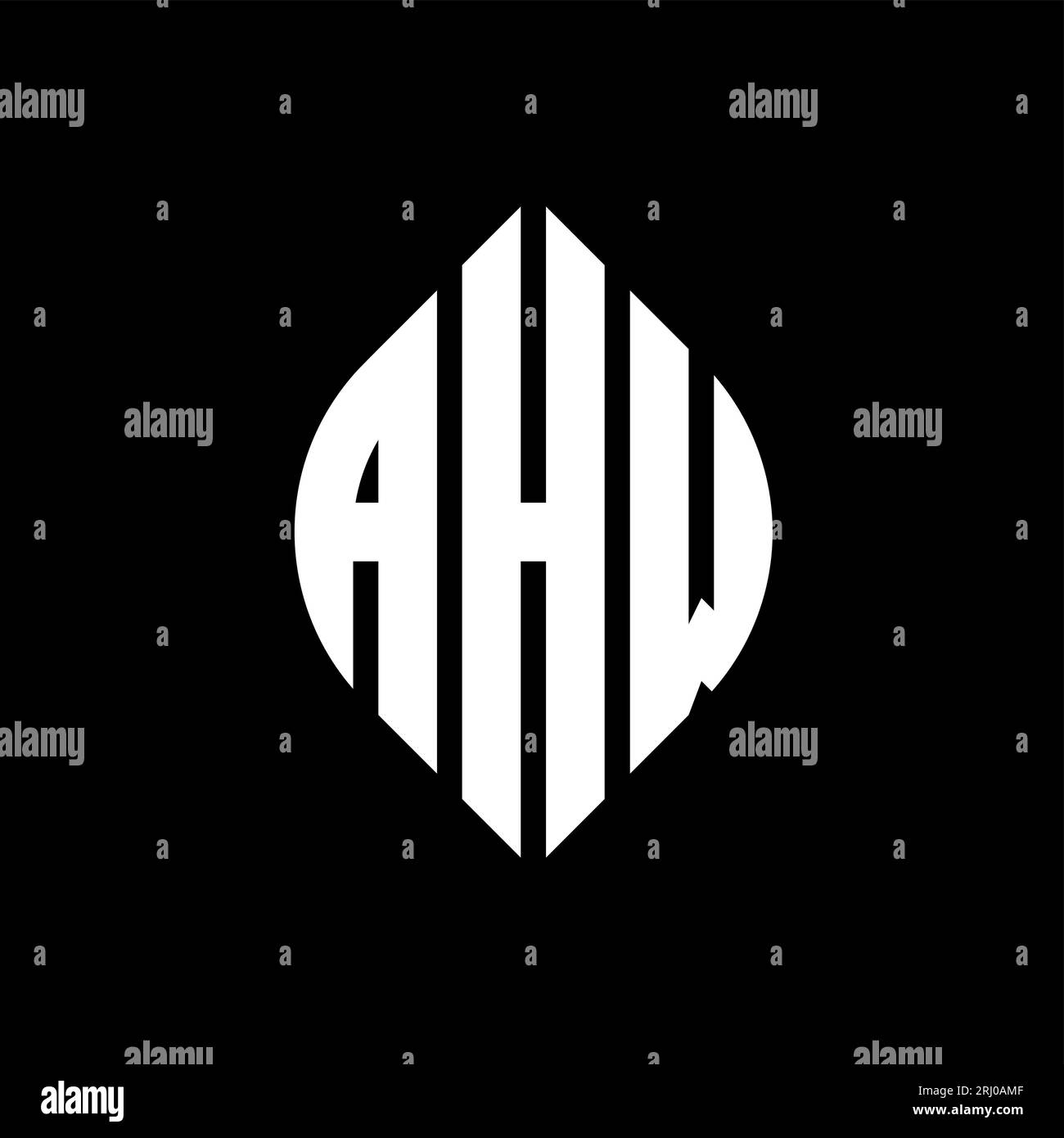 AHW circle letter logo design with circle and ellipse shape. AHW ...