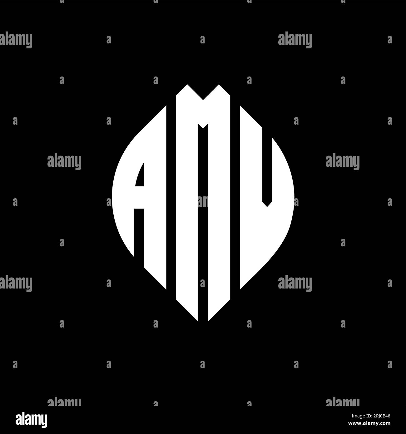 AMV circle letter logo design with circle and ellipse shape. AMV ...