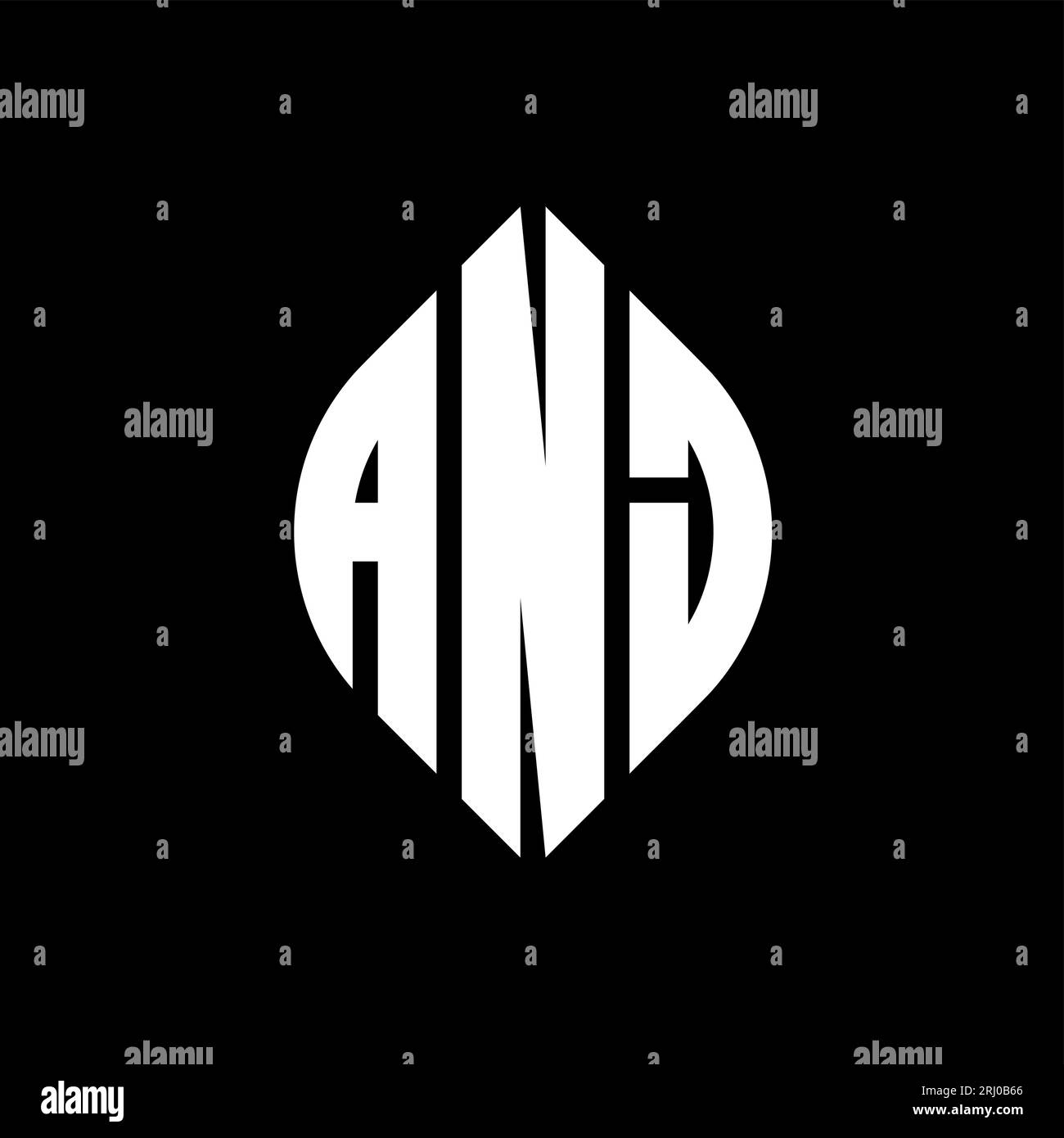 ANJ circle letter logo design with circle and ellipse shape. ANJ ...
