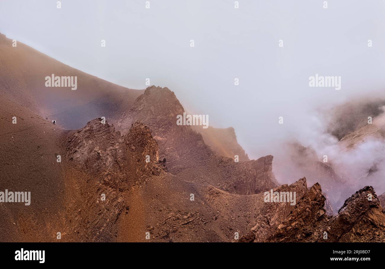 Precipitous trail to the Gotunta La Pass, Zanskar, Ladakh, India Stock ...