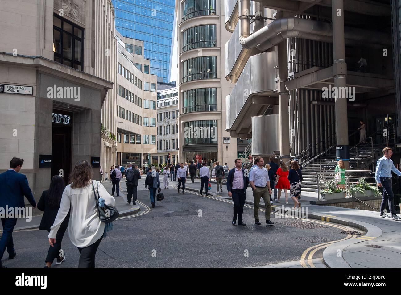 London, UK. 10th August, 2023. Lunchtime in the City of London. It ...