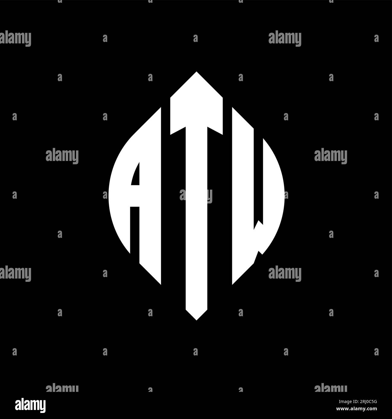 ATW circle letter logo design with circle and ellipse shape. ATW ...