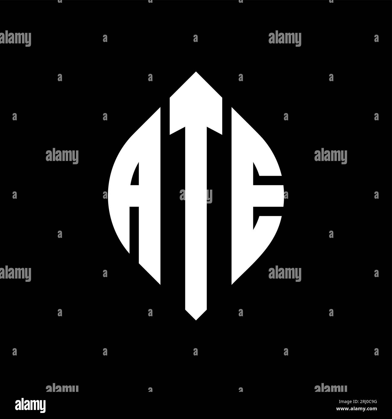 ATE circle letter logo design with circle and ellipse shape. ATE ...