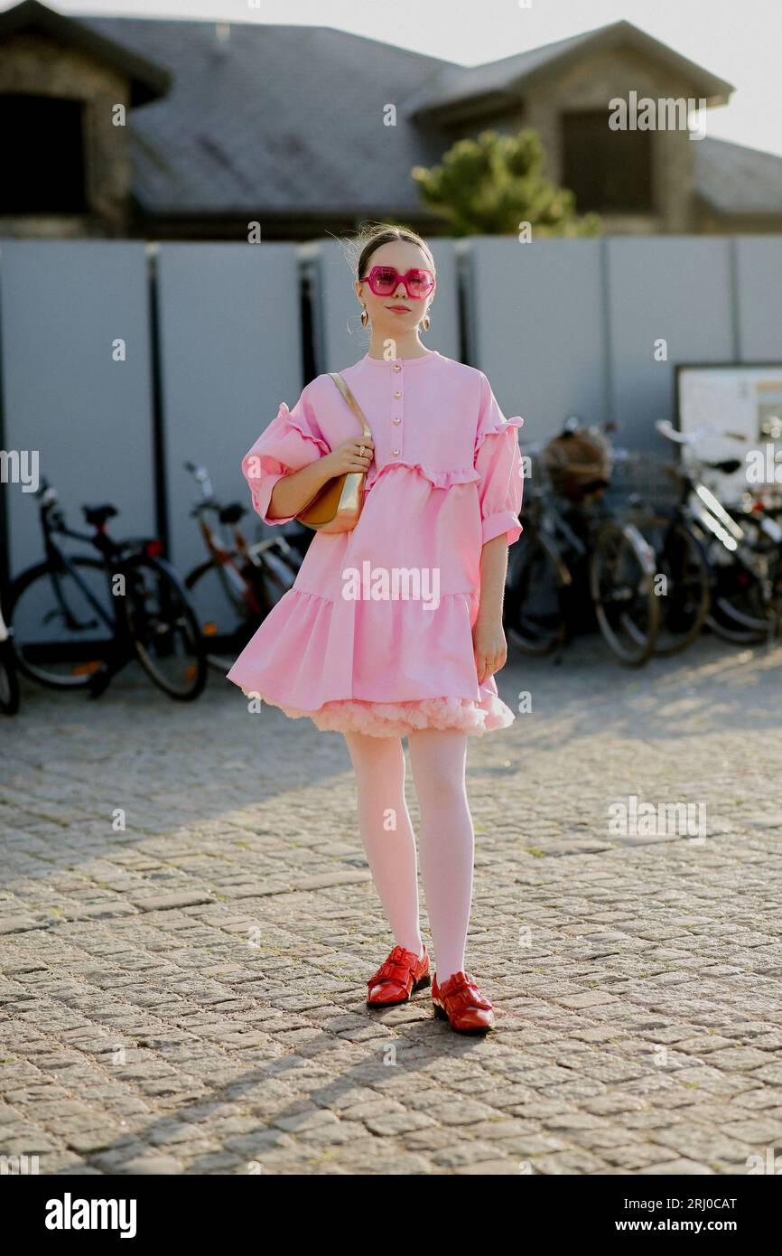 Street style, Marcela (Marcela and more) arriving at Ganni Spring ...