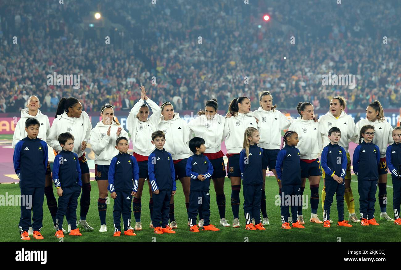Spain line up for the national anthems hi-res stock photography and ...