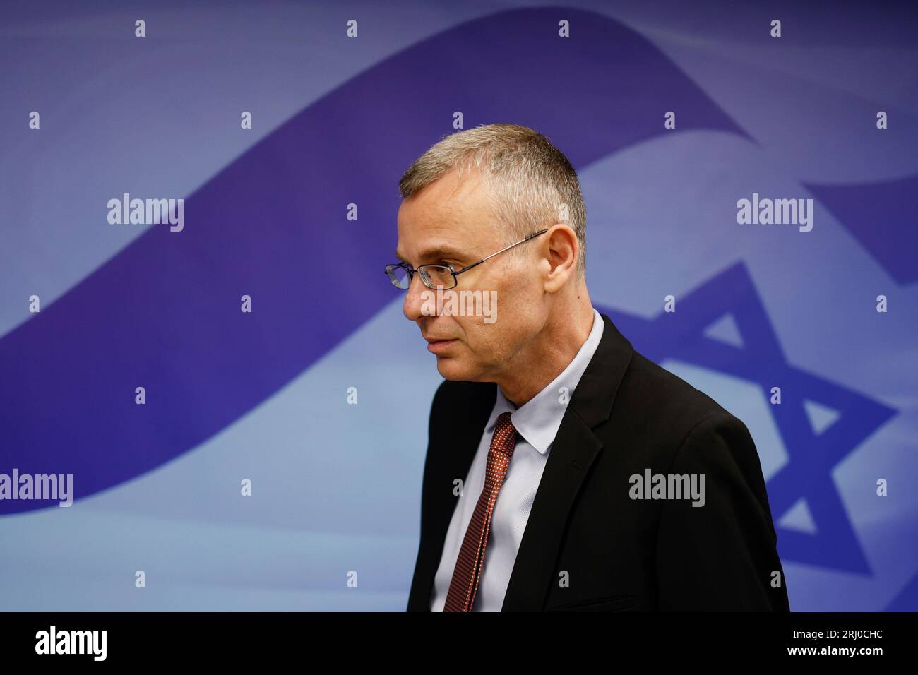 Israeli Justice Minister Yariv Levin arrives to attend a cabinet ...