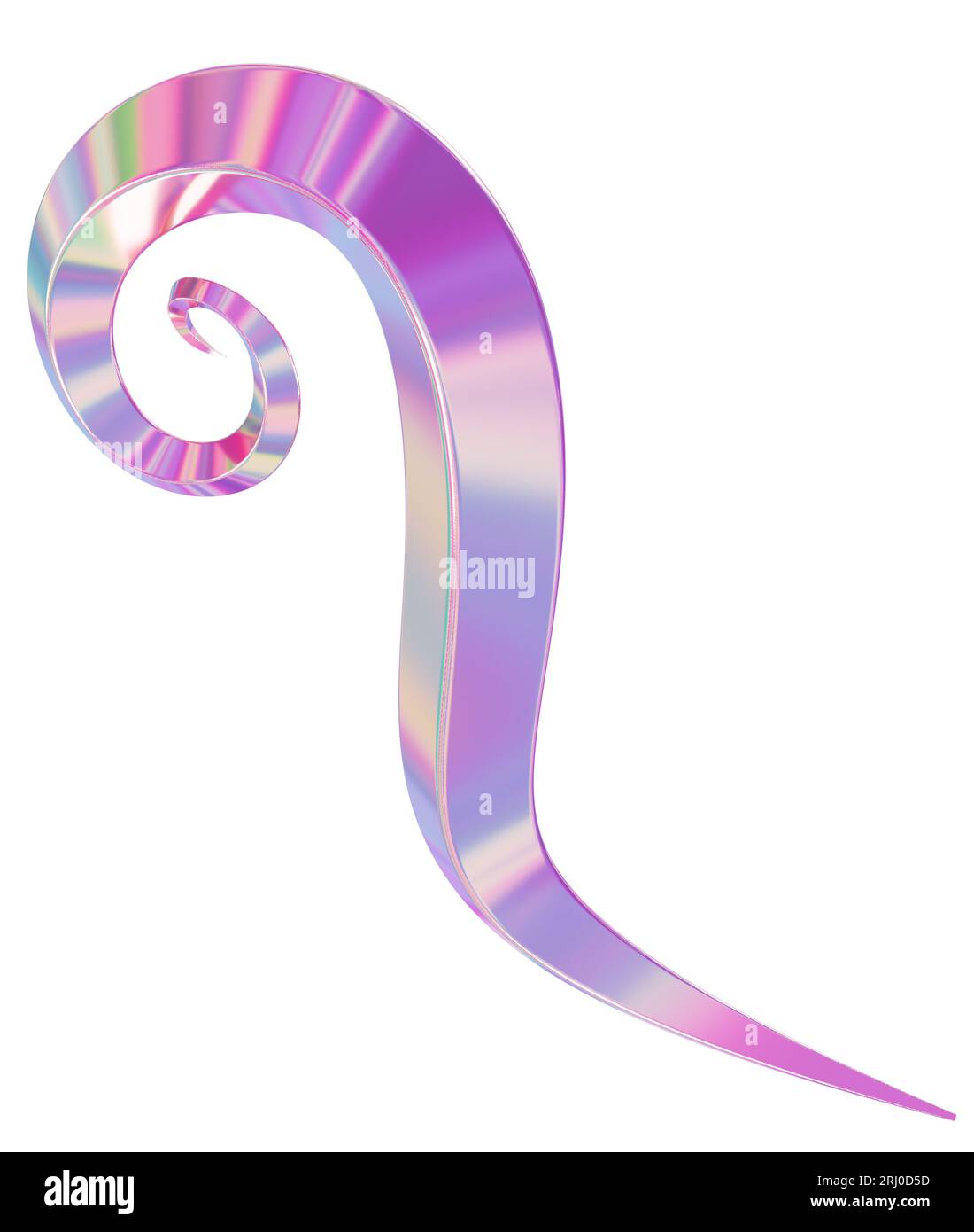 3D metallic chrome iridescent abstract shape illustration. Fluid design ...