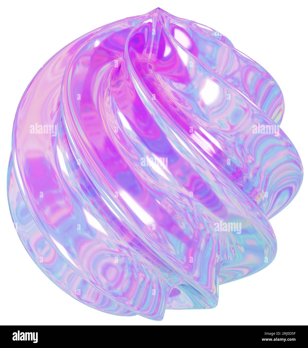 3D metallic chrome iridescent abstract shape illustration. Fluid design ...