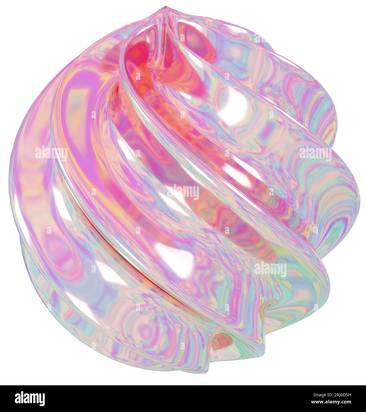 3D metallic chrome iridescent abstract shape illustration. Fluid design ...