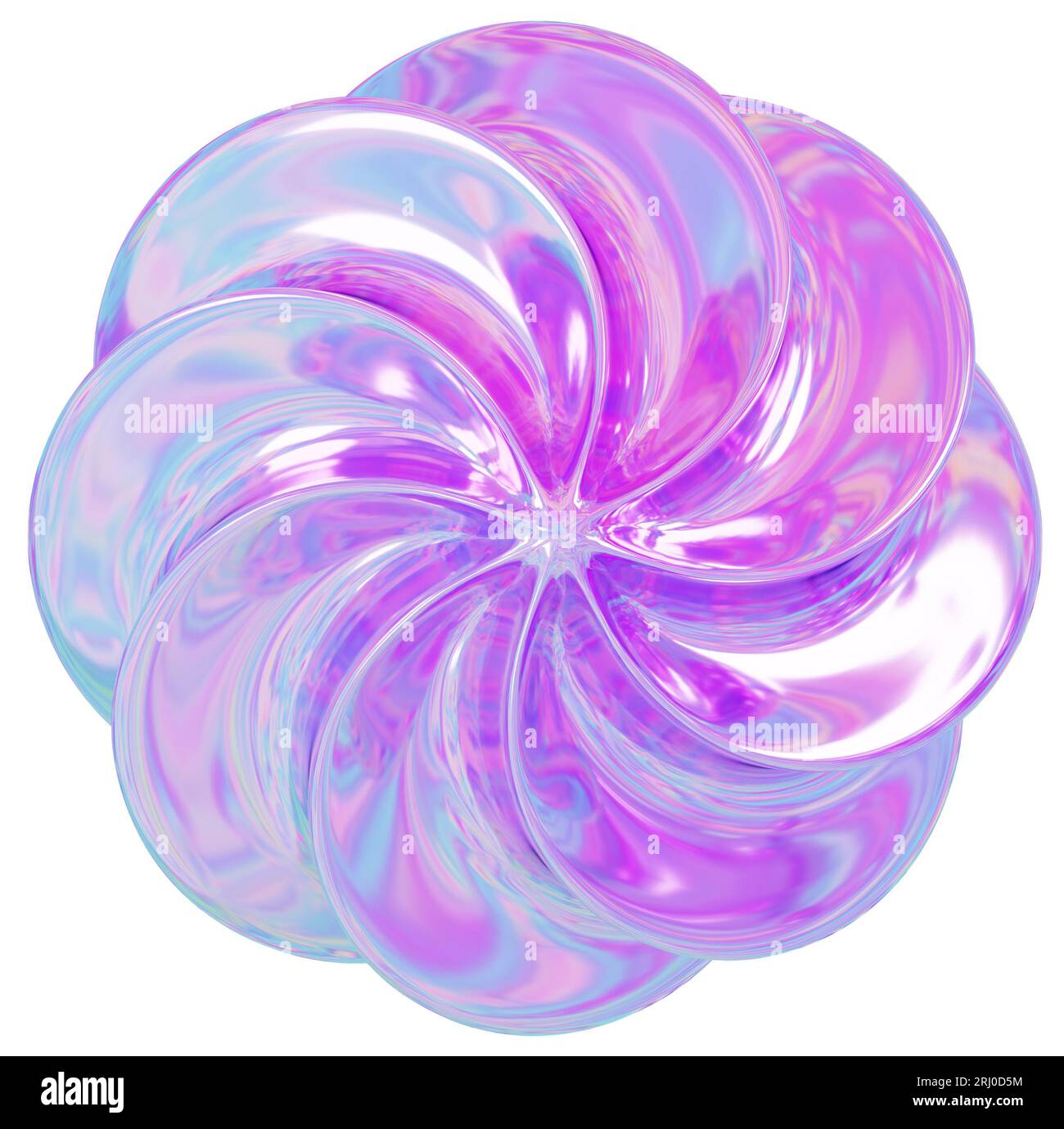 3D metallic chrome iridescent abstract shape illustration. Fluid design ...