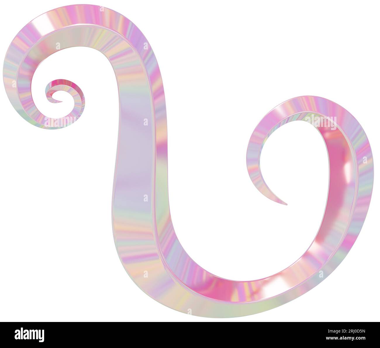 3D metallic chrome iridescent abstract shape illustration. Fluid design ...