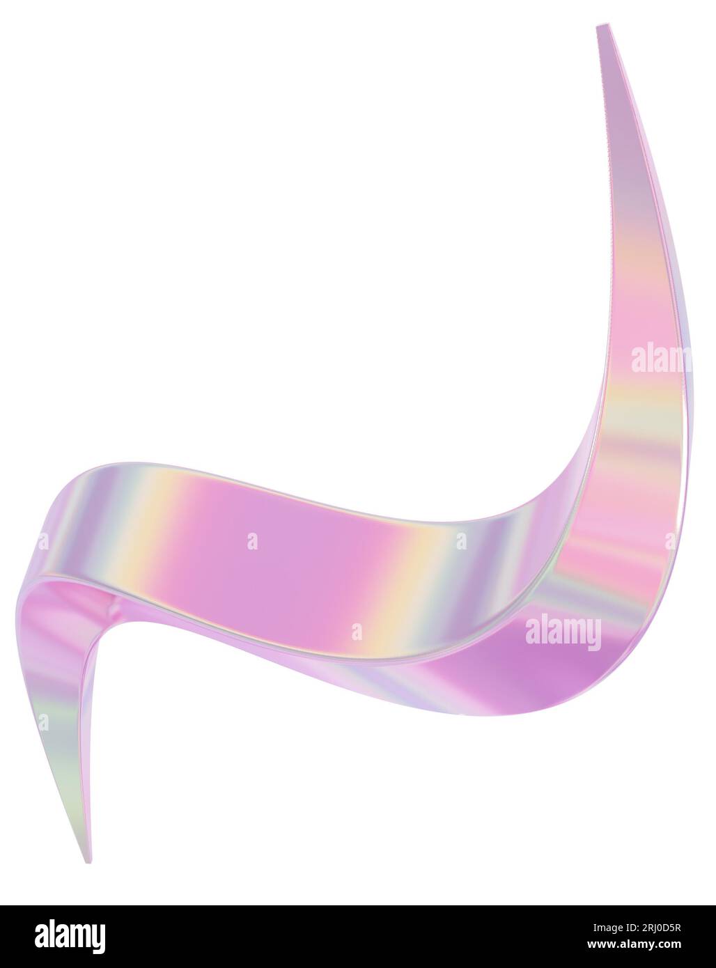 3D metallic chrome iridescent abstract shape illustration. Fluid design ...