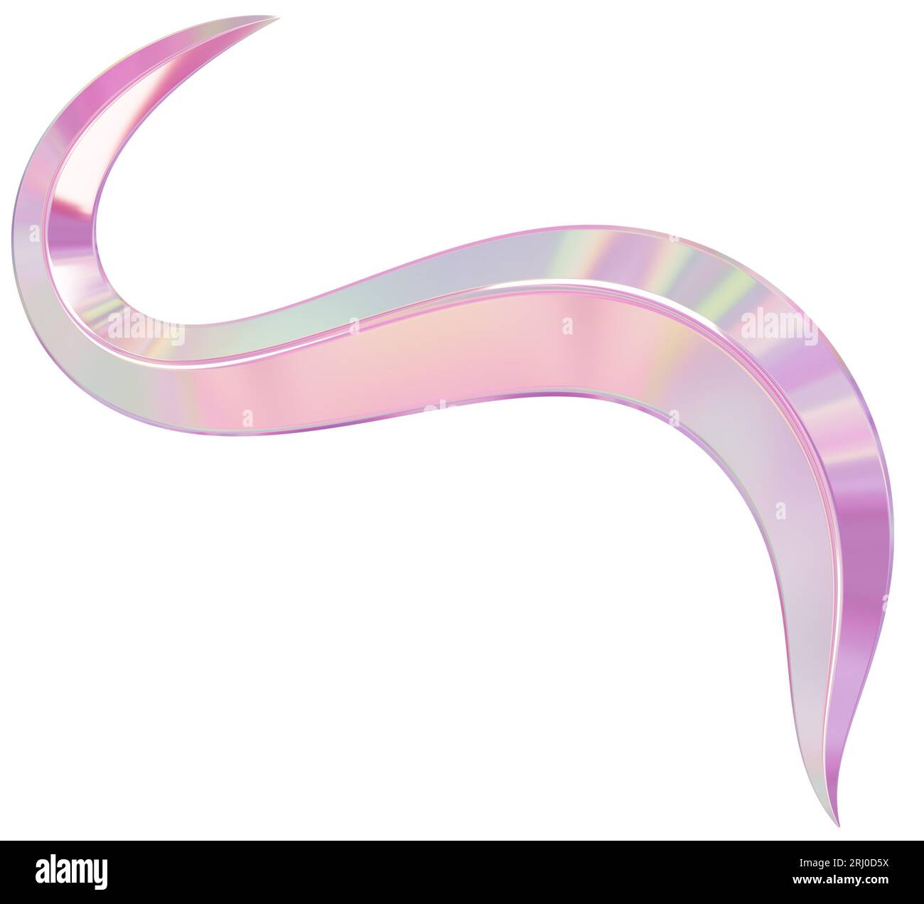 3D metallic chrome iridescent abstract shape illustration. Fluid design ...