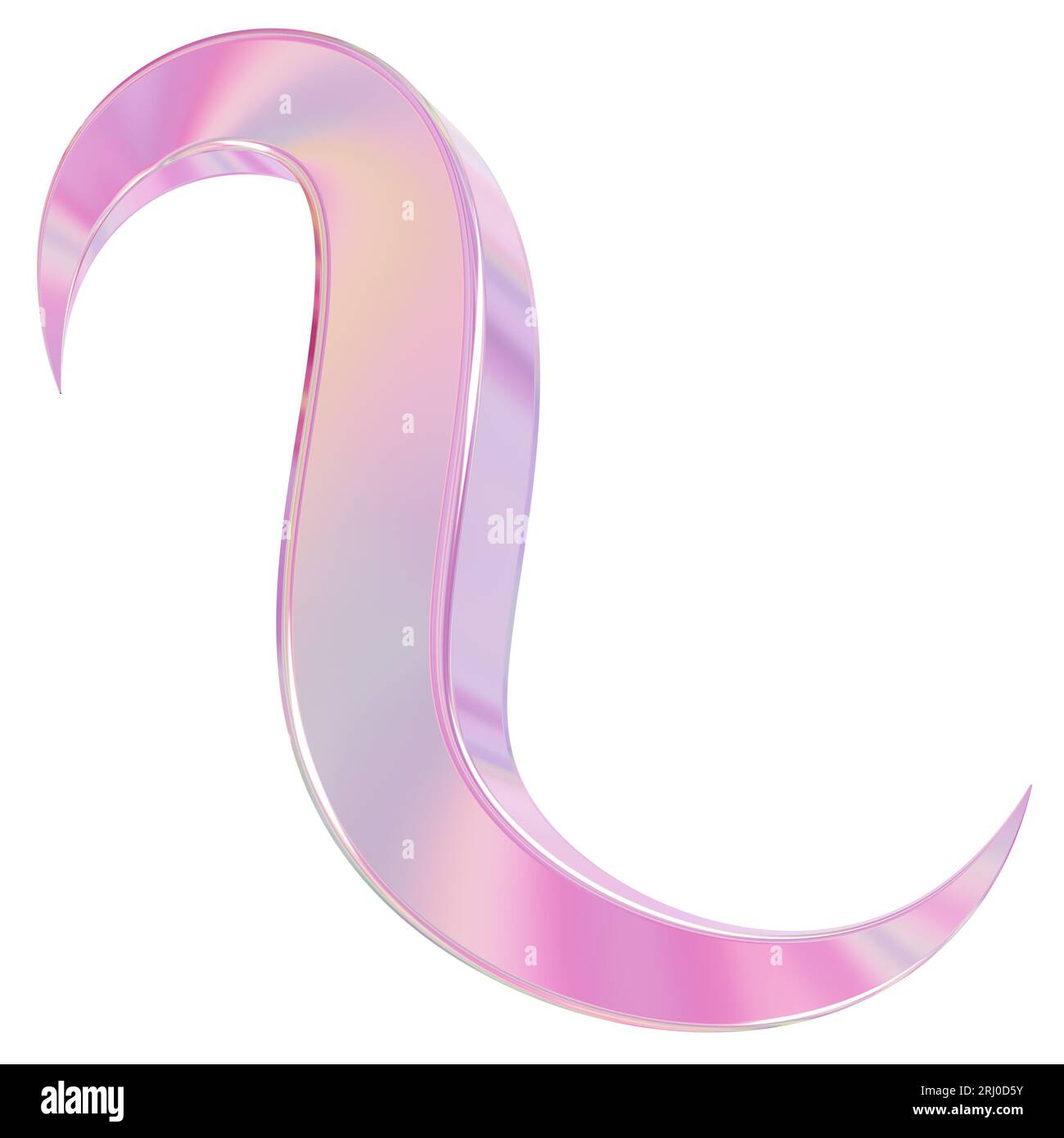 3D metallic chrome iridescent abstract shape illustration. Fluid design ...