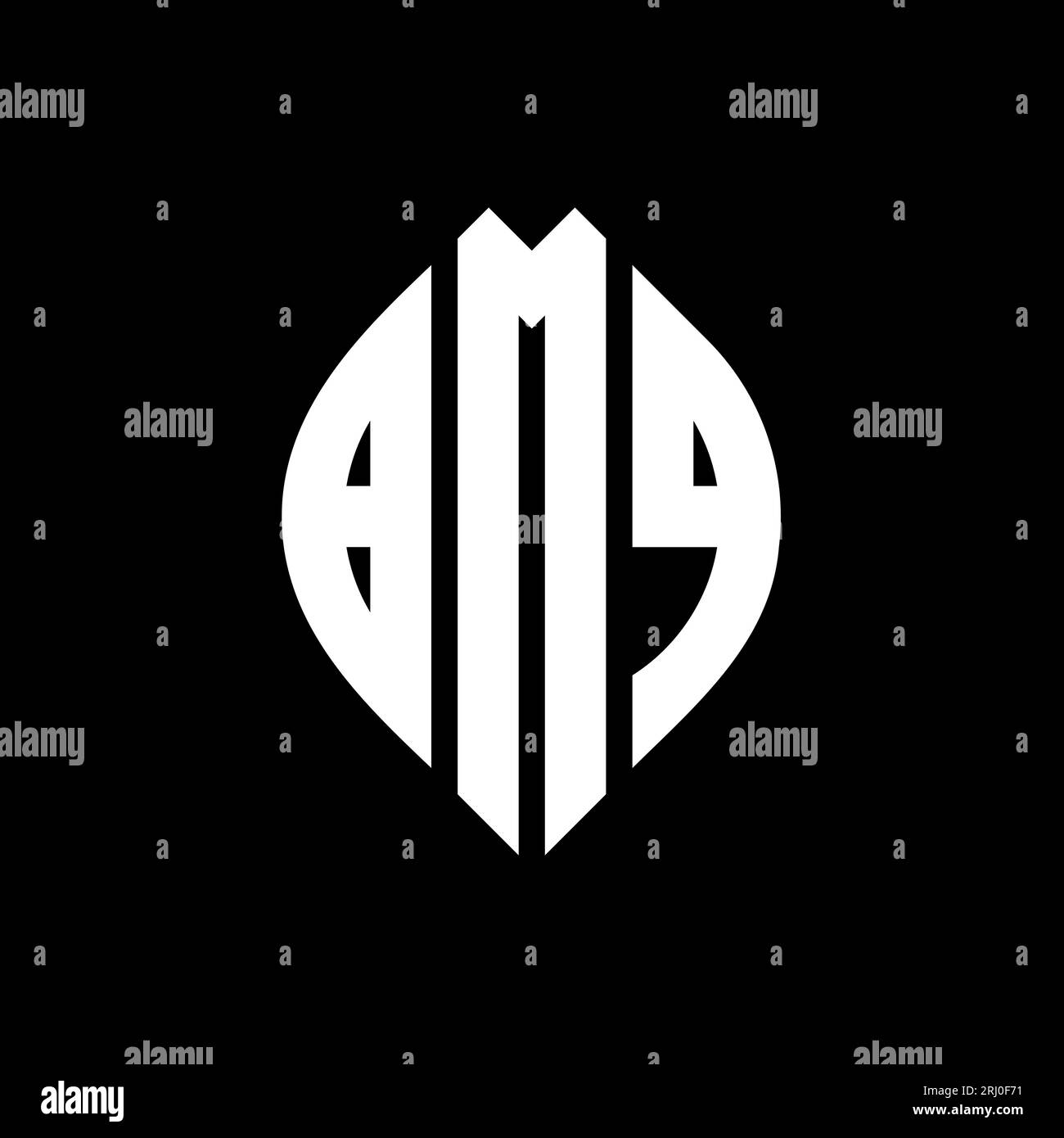 BMQ circle letter logo design with circle and ellipse shape. BMQ ...