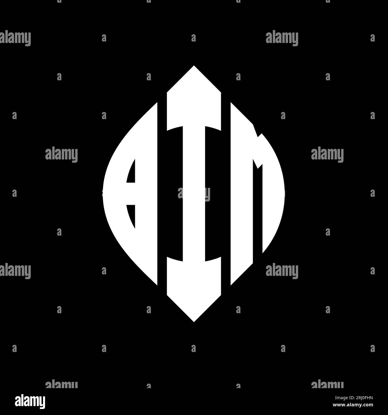 BIM circle letter logo design with circle and ellipse shape. BIM ellipse letters with ...