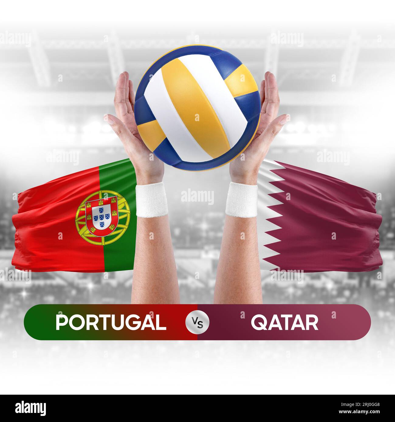Portugal vs Qatar national teams volleyball volley ball match ...