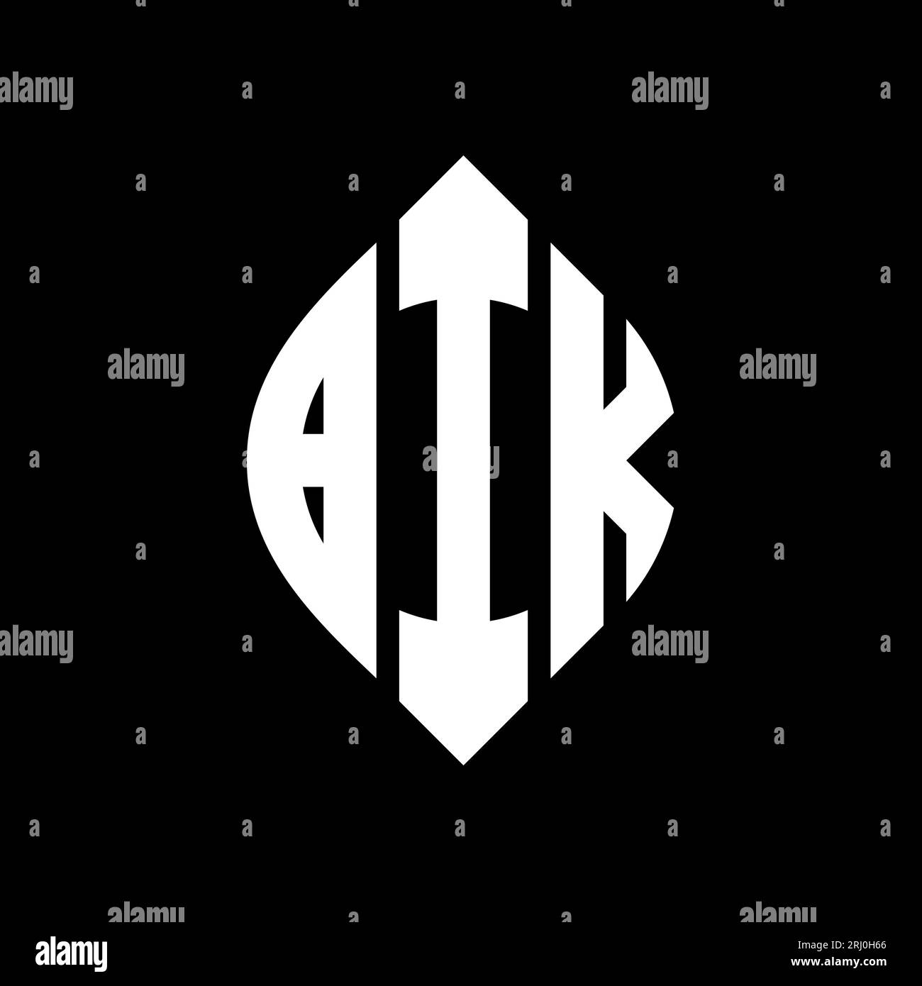 BIK circle letter logo design with circle and ellipse shape. BIK ...