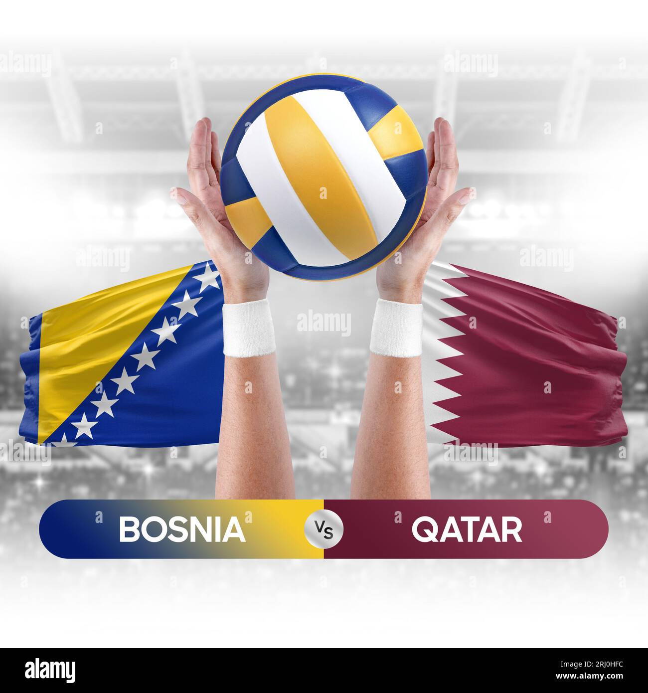 Bosnia vs Qatar national teams volleyball volley ball match competition ...