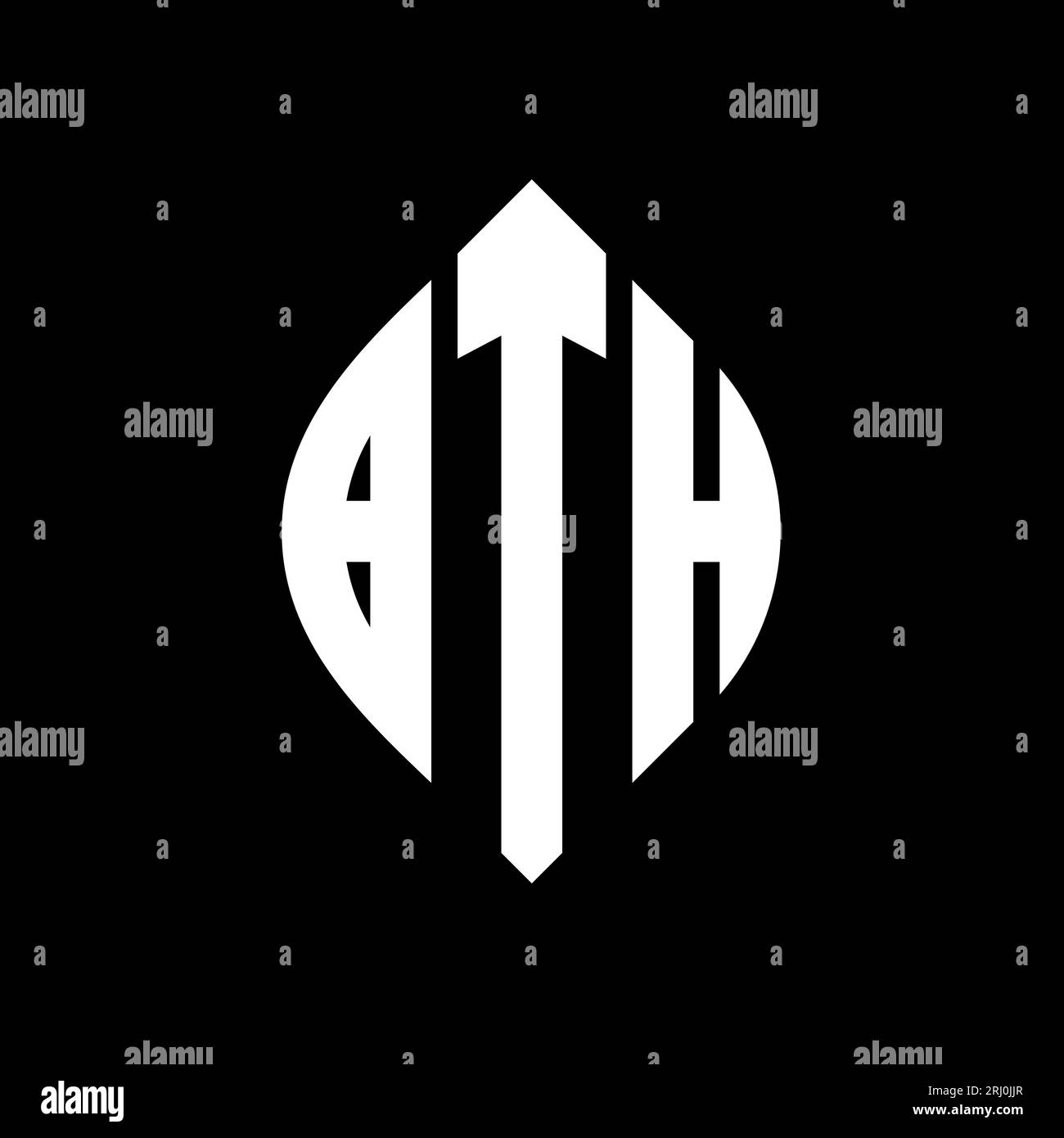 BTH circle letter logo design with circle and ellipse shape. BTH ellipse letters with ...