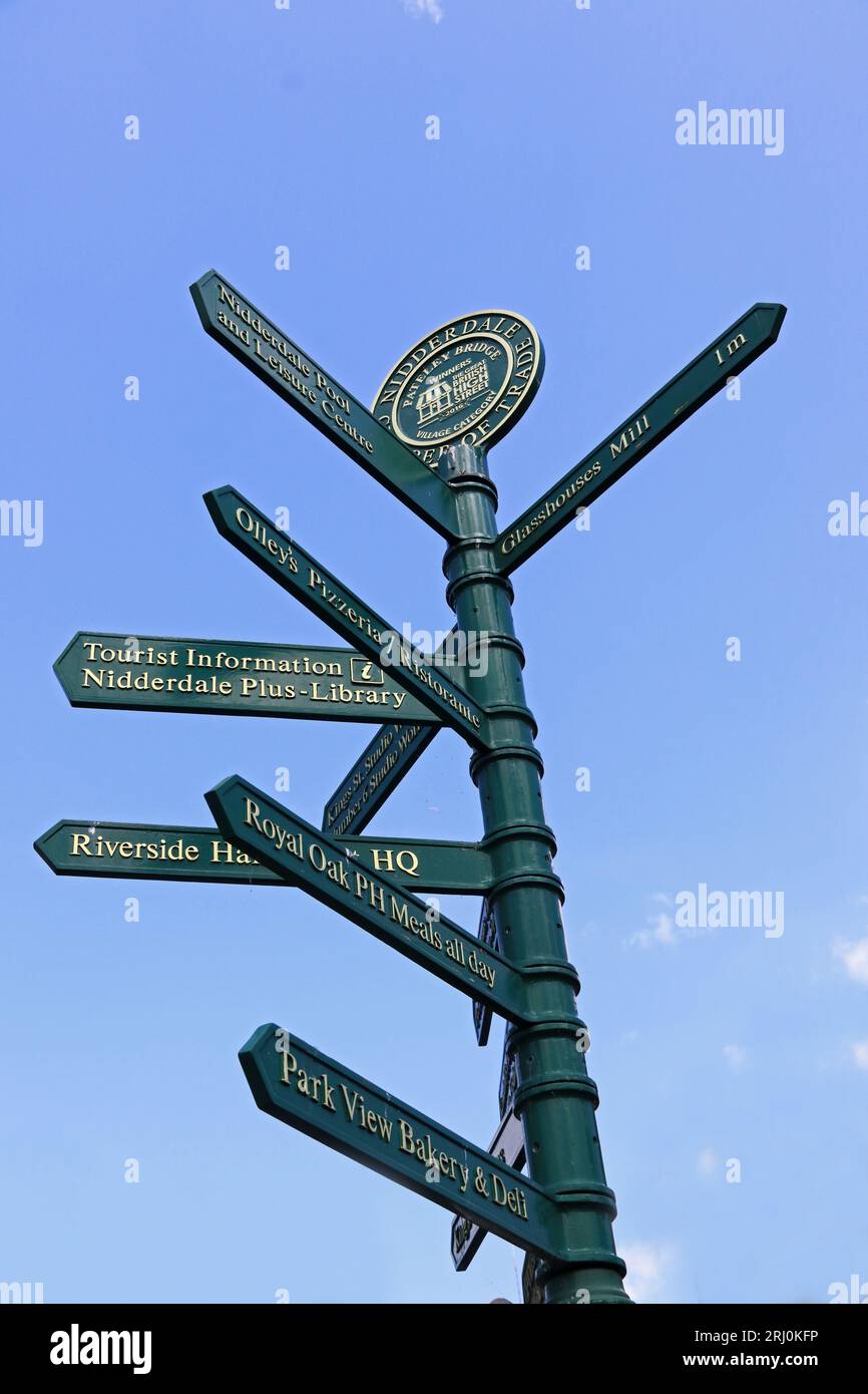 Tourist direction signpost, Pateley Bridge Stock Photo - Alamy
