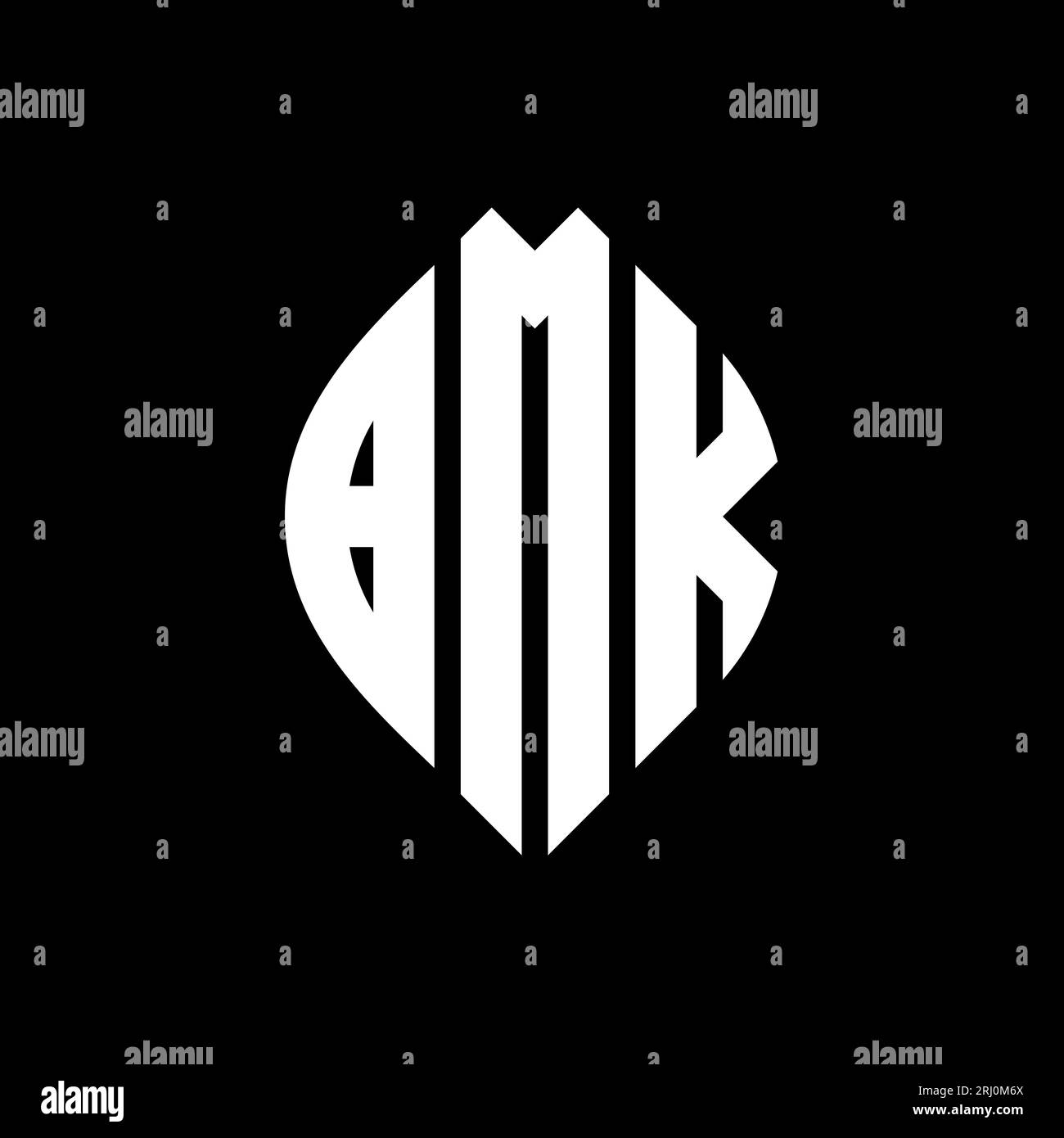 BMK circle letter logo design with circle and ellipse shape. BMK ellipse letters with ...