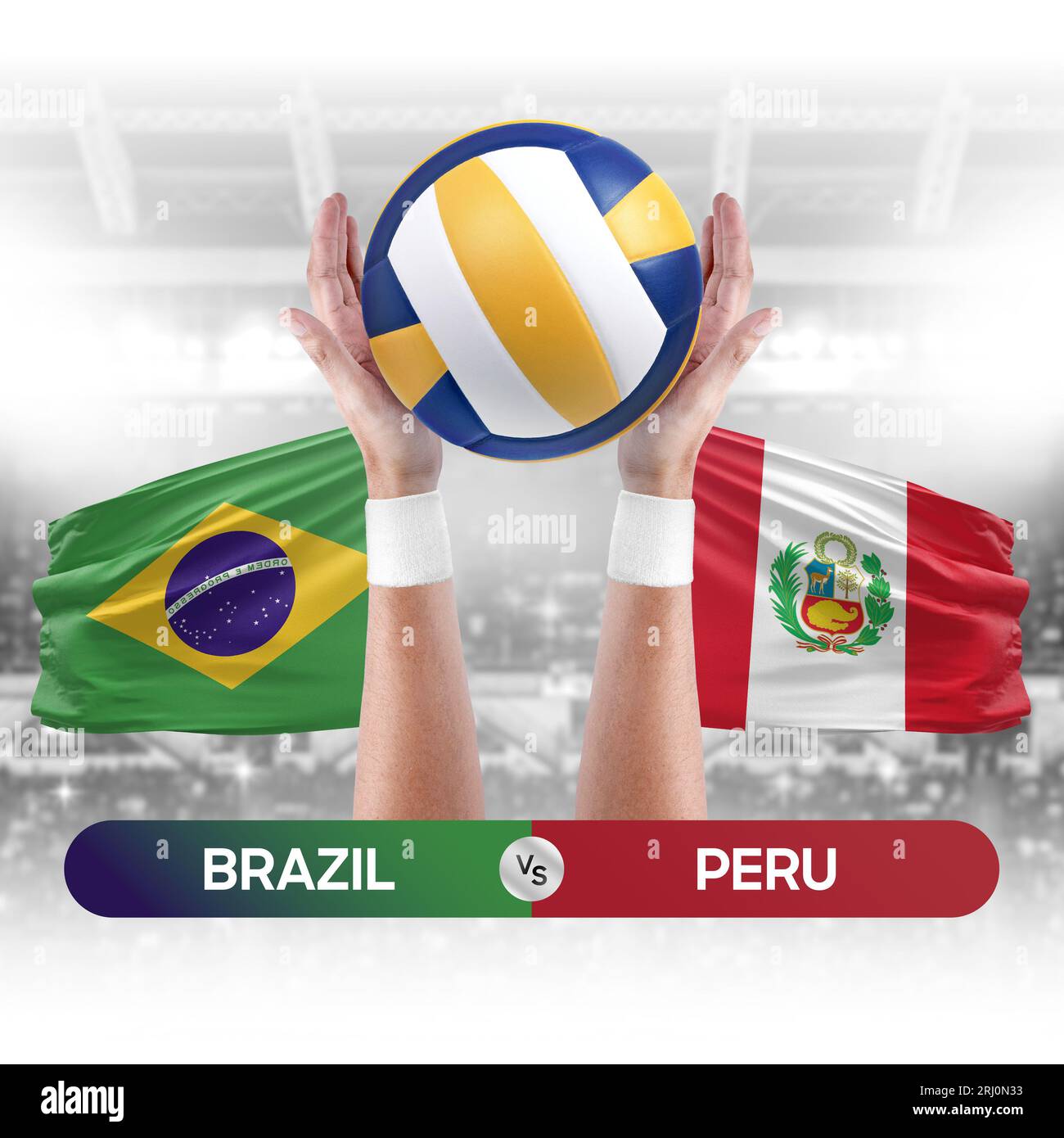 Brazil vs Peru national teams volleyball volley ball match competition ...