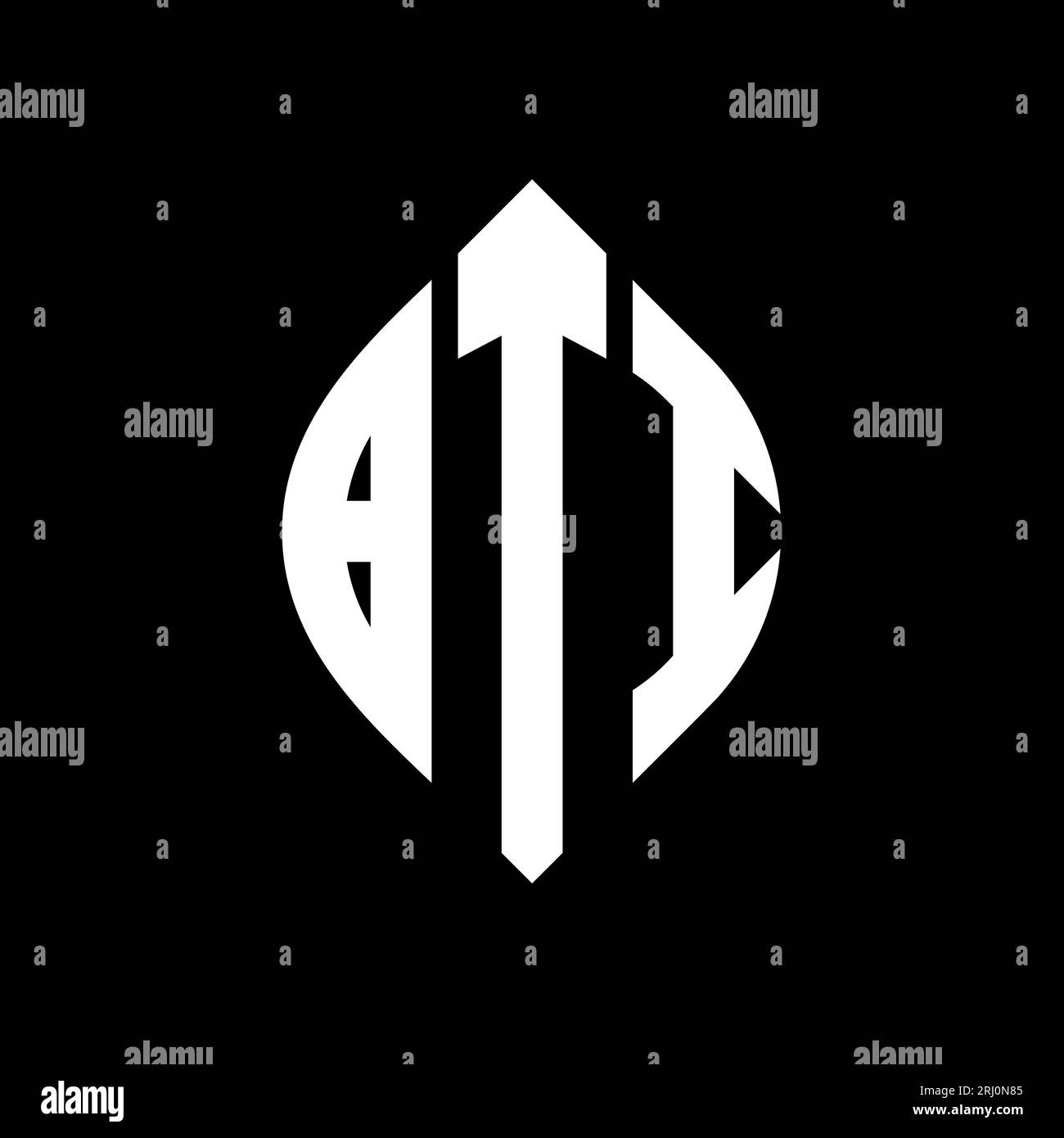 BTI circle letter logo design with circle and ellipse shape. BTI ...