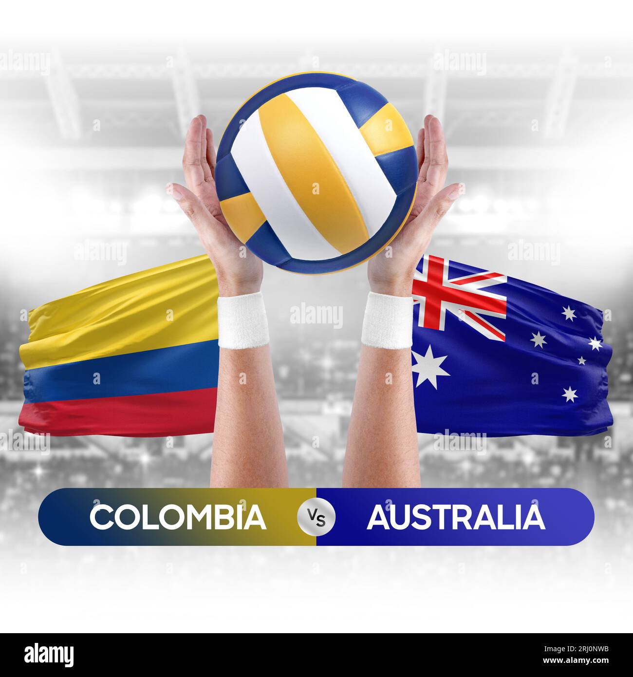 Colombia vs Australia national teams volleyball volley ball match competition concept Stock ...