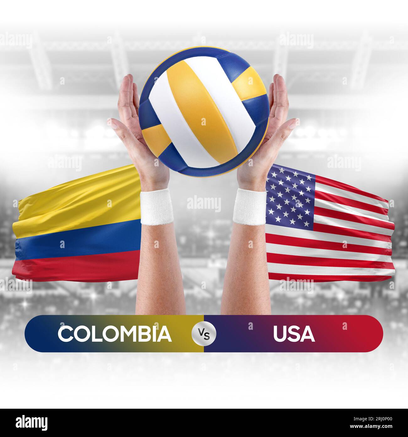 Colombia vs USA national teams volleyball volley ball match competition ...