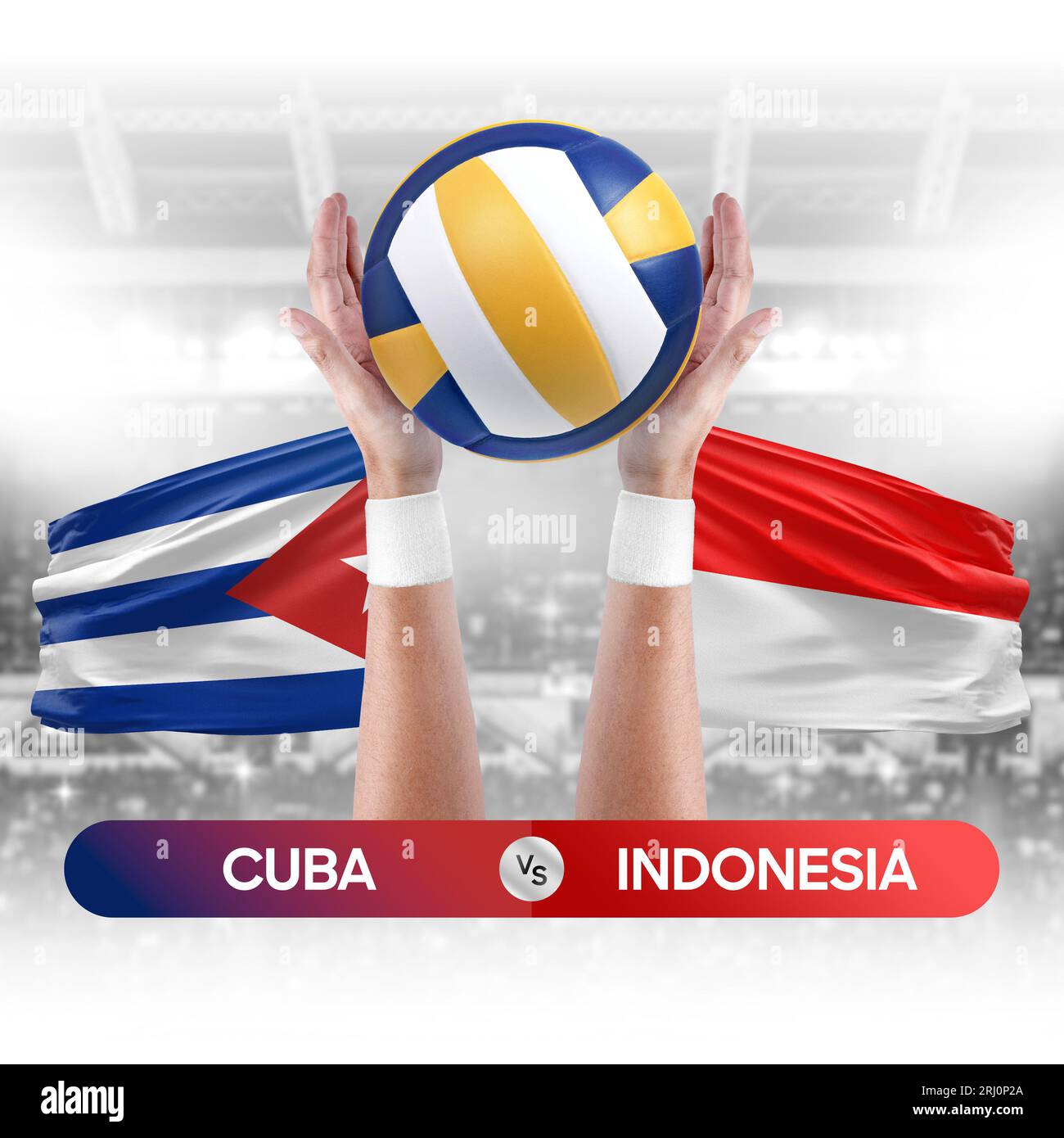 Cuba vs Indonesia national teams volleyball volley ball match ...