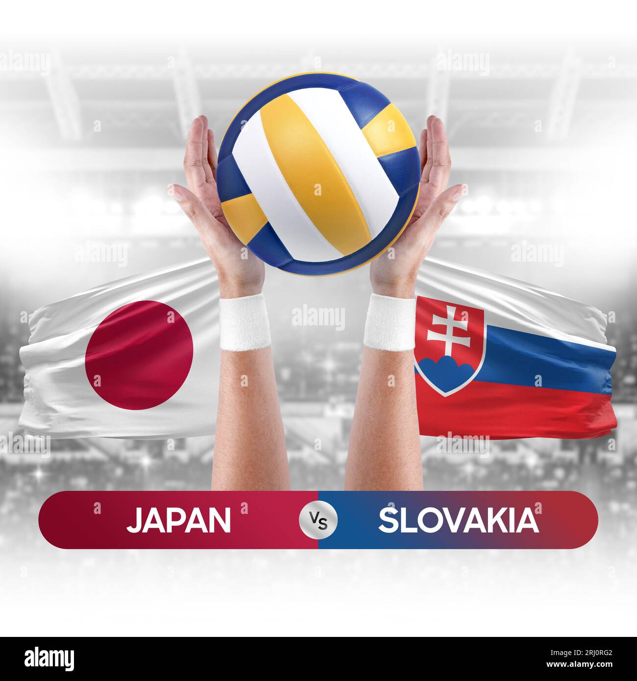Japan vs Slovakia national teams volleyball volley ball match competition concept Stock Photo ...