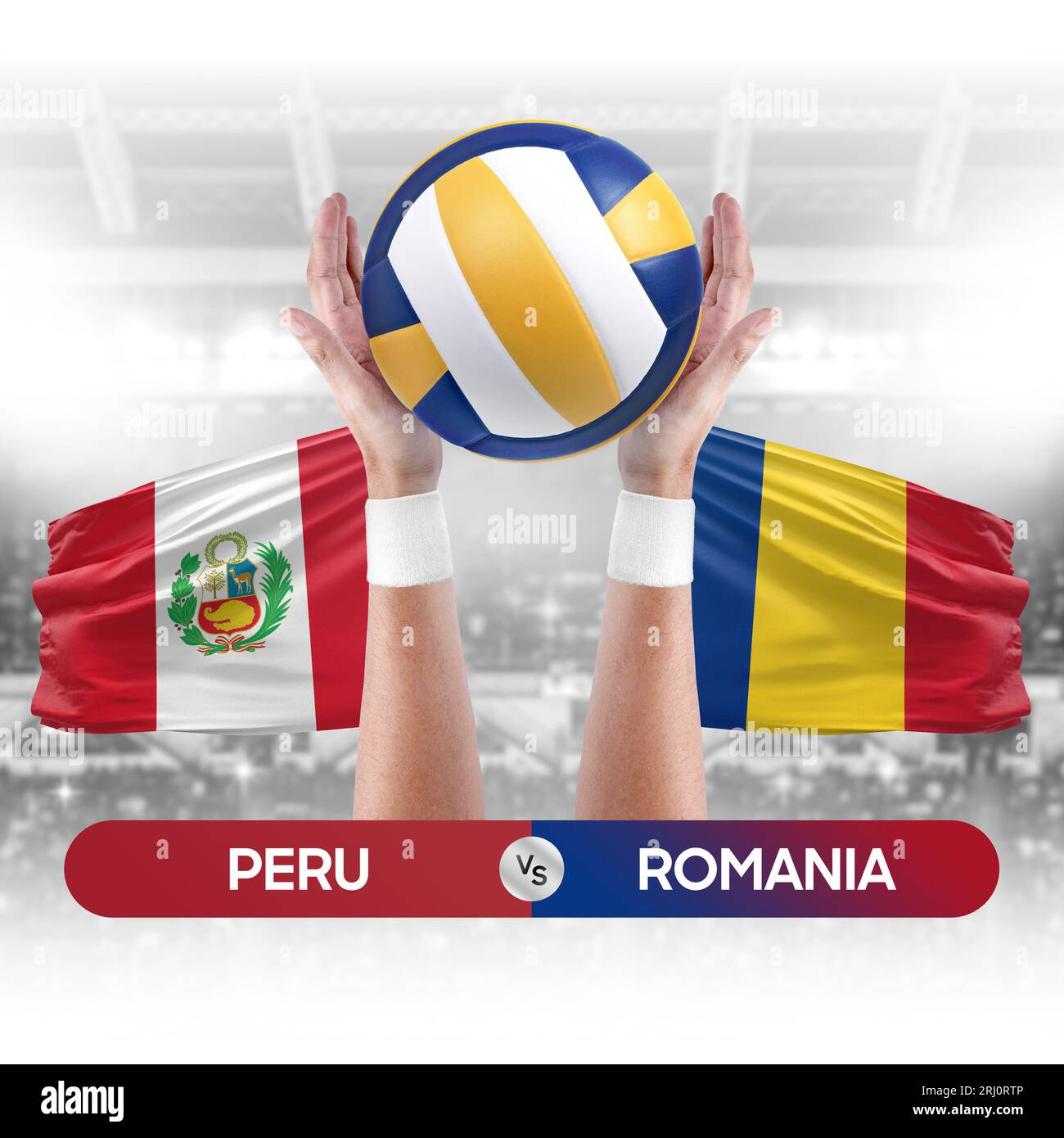 Peru vs Romania national teams volleyball volley ball match competition ...