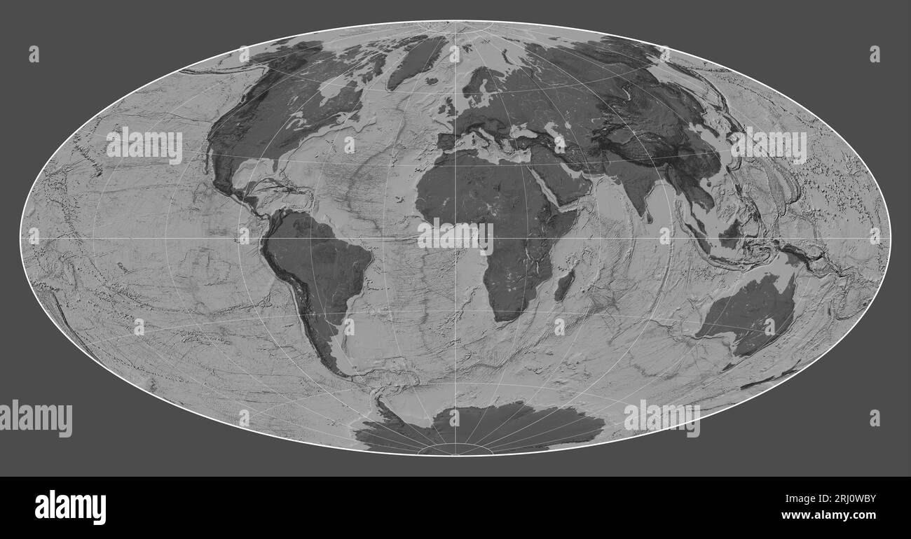 Bilevel map of the world in the Aitoff projection centered on the ...
