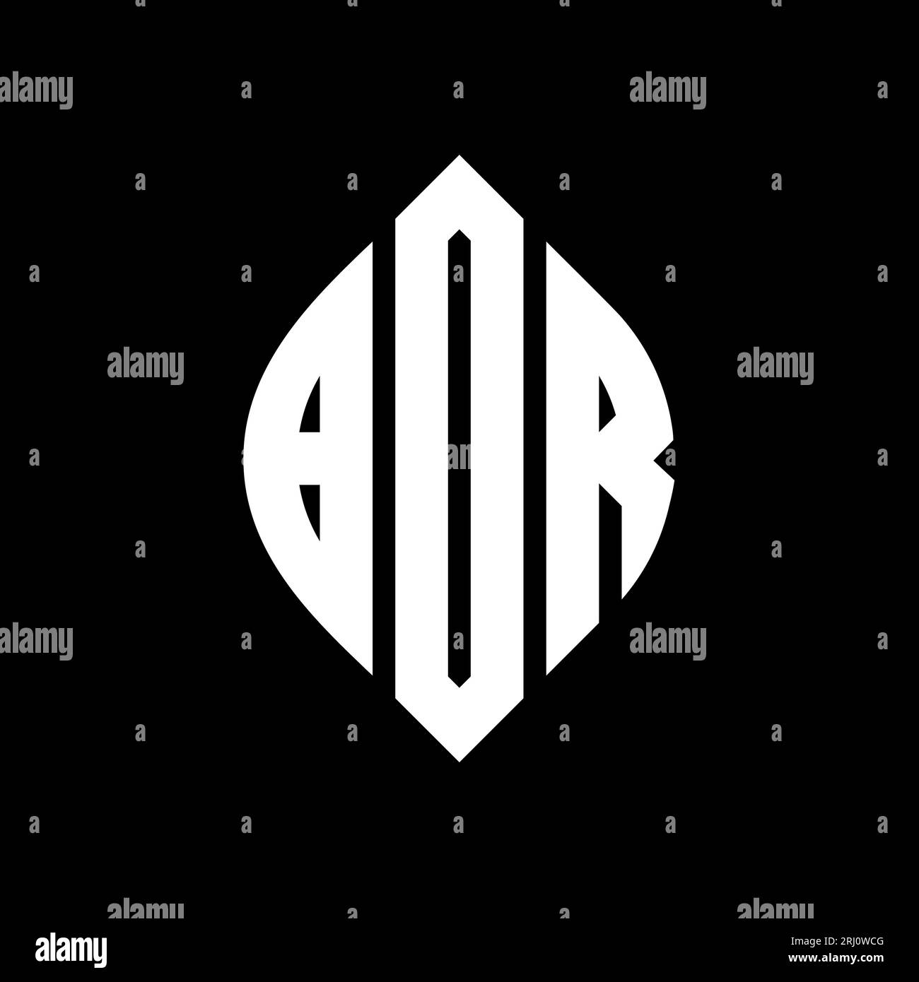 BOR circle letter logo design with circle and ellipse shape. BOR ...