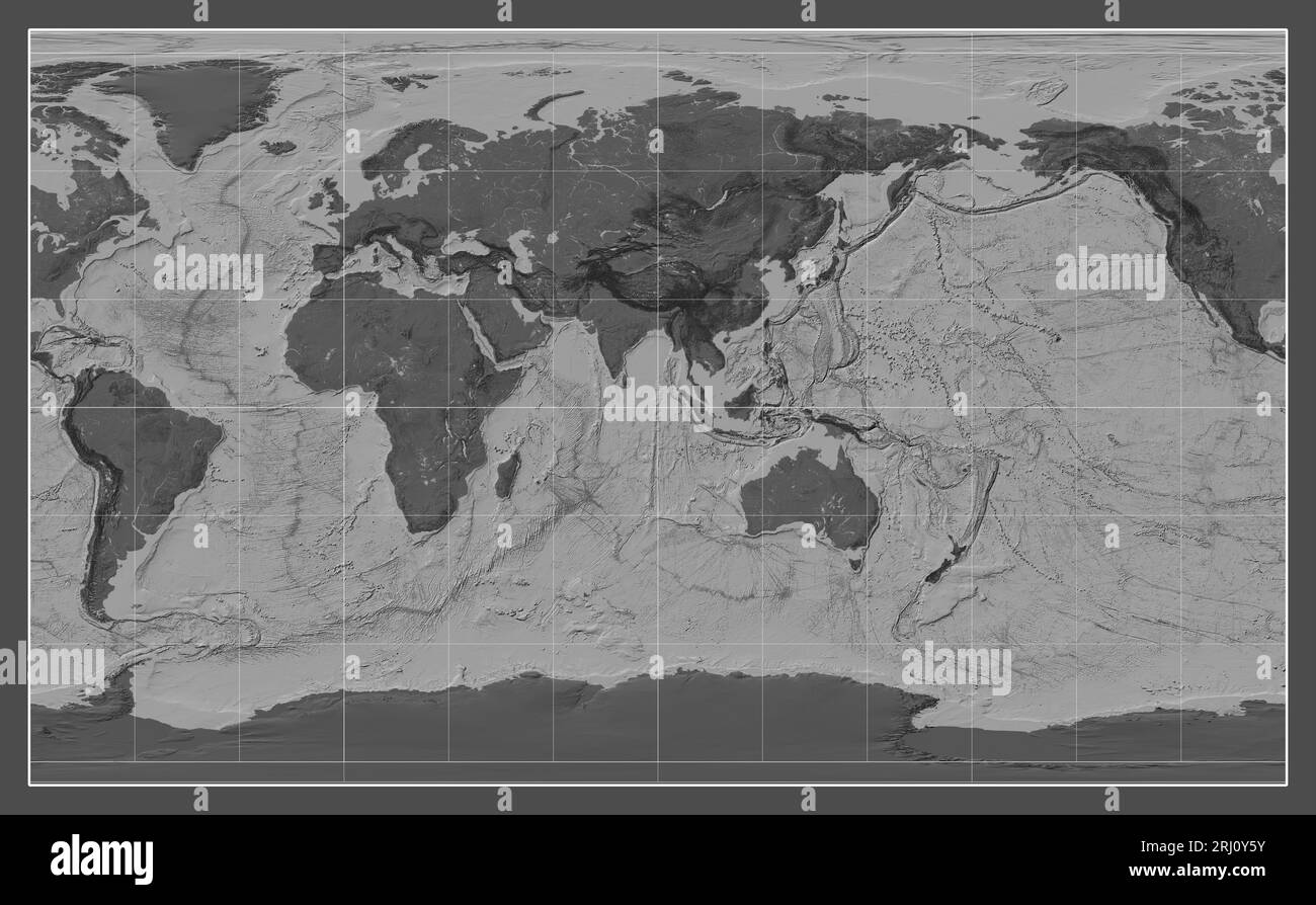Bilevel map of the world in the Compact Miller projection centered on ...