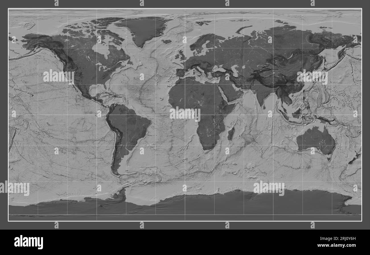 Bilevel map of the world in the Compact Miller projection centered on ...