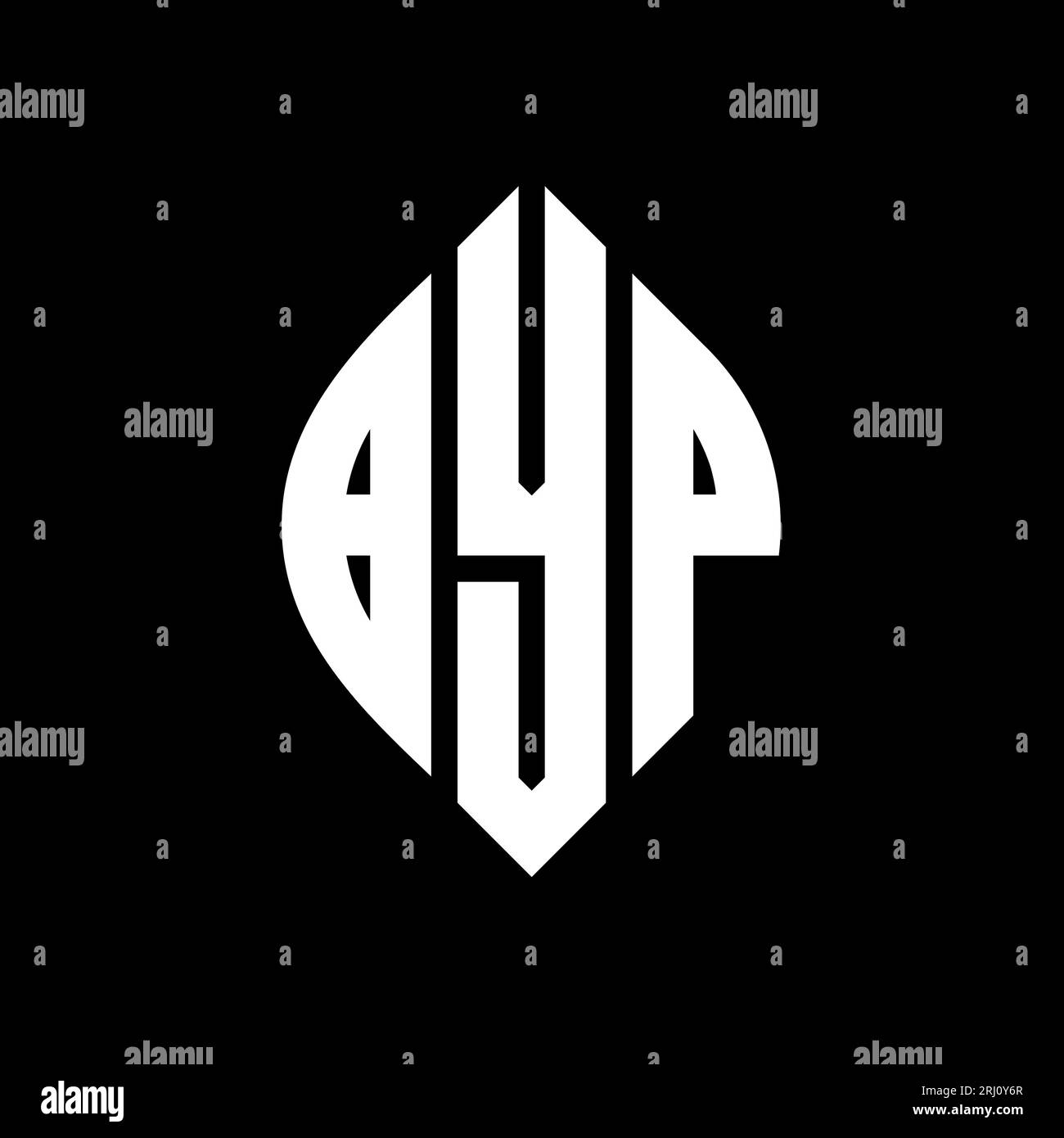BYP circle letter logo design with circle and ellipse shape. BYP ...