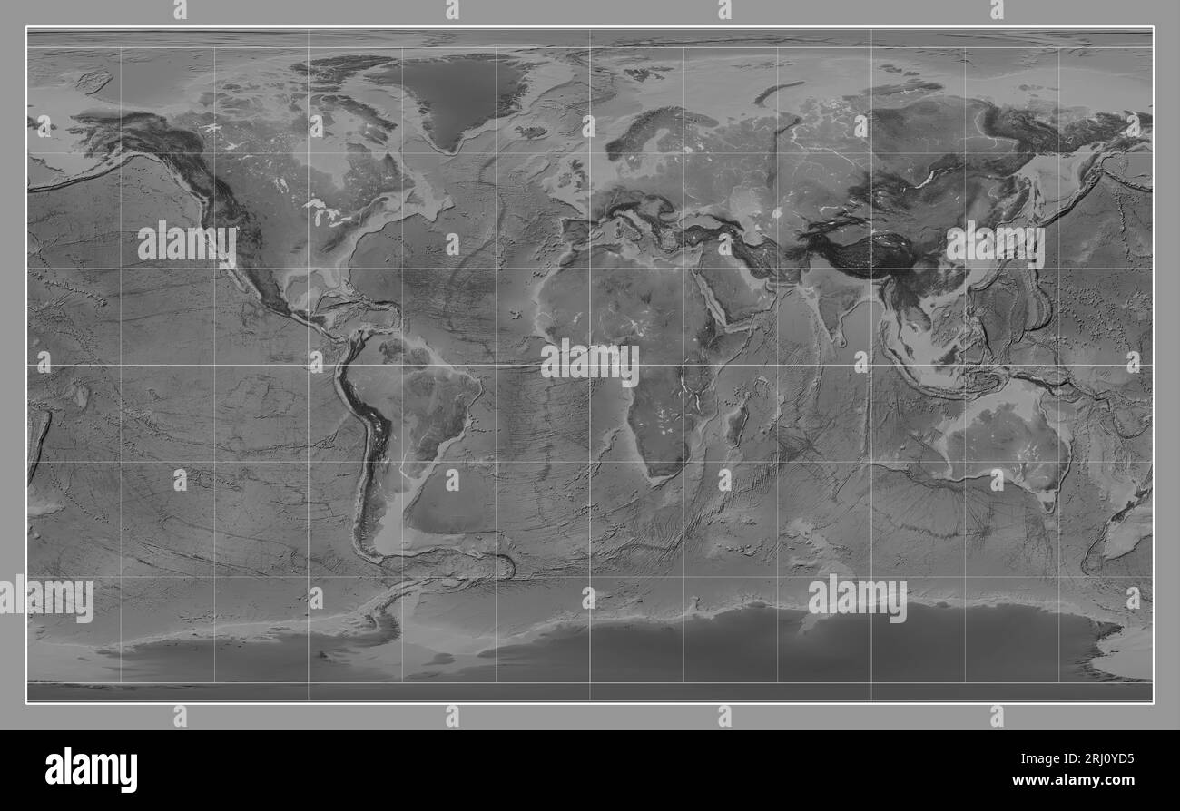 Grayscale map of the world in the Compact Miller projection centered on ...