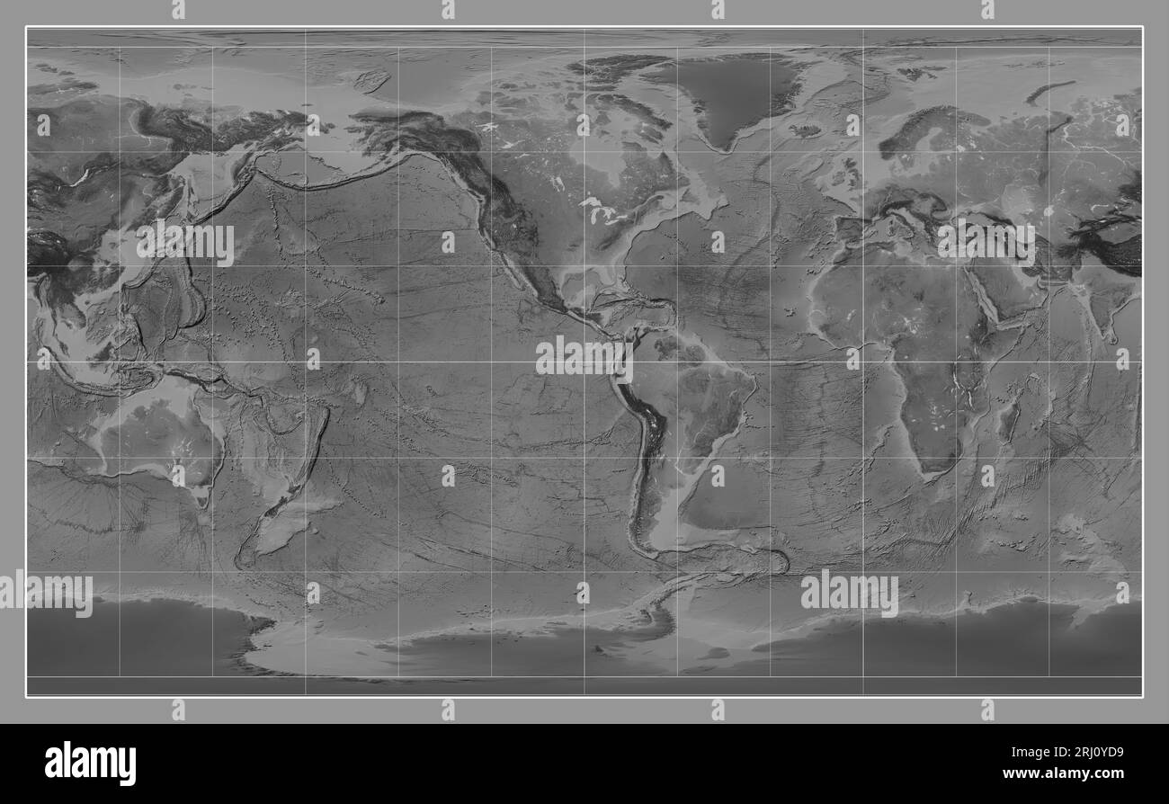 Grayscale Map Of The World In The Compact Miller Projection Centered On The Meridian 90 West