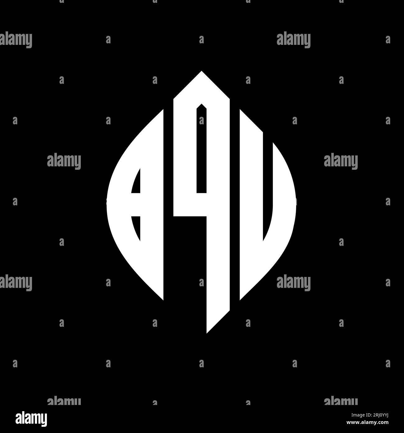 BQU circle letter logo design with circle and ellipse shape. BQU ...