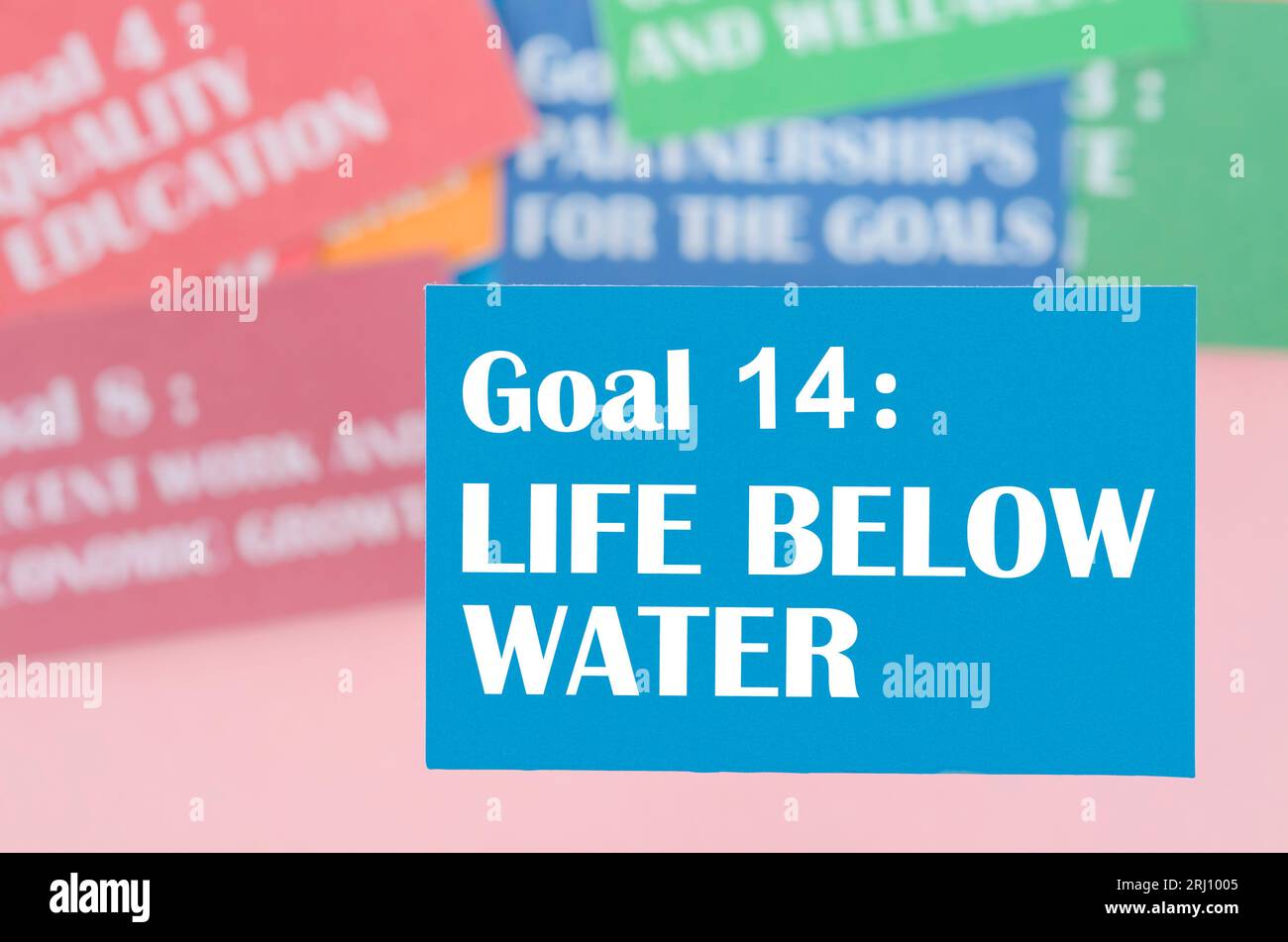 Goal 14 : Life Below Water. The SDGs 17 development goals environment. Environment Development ...