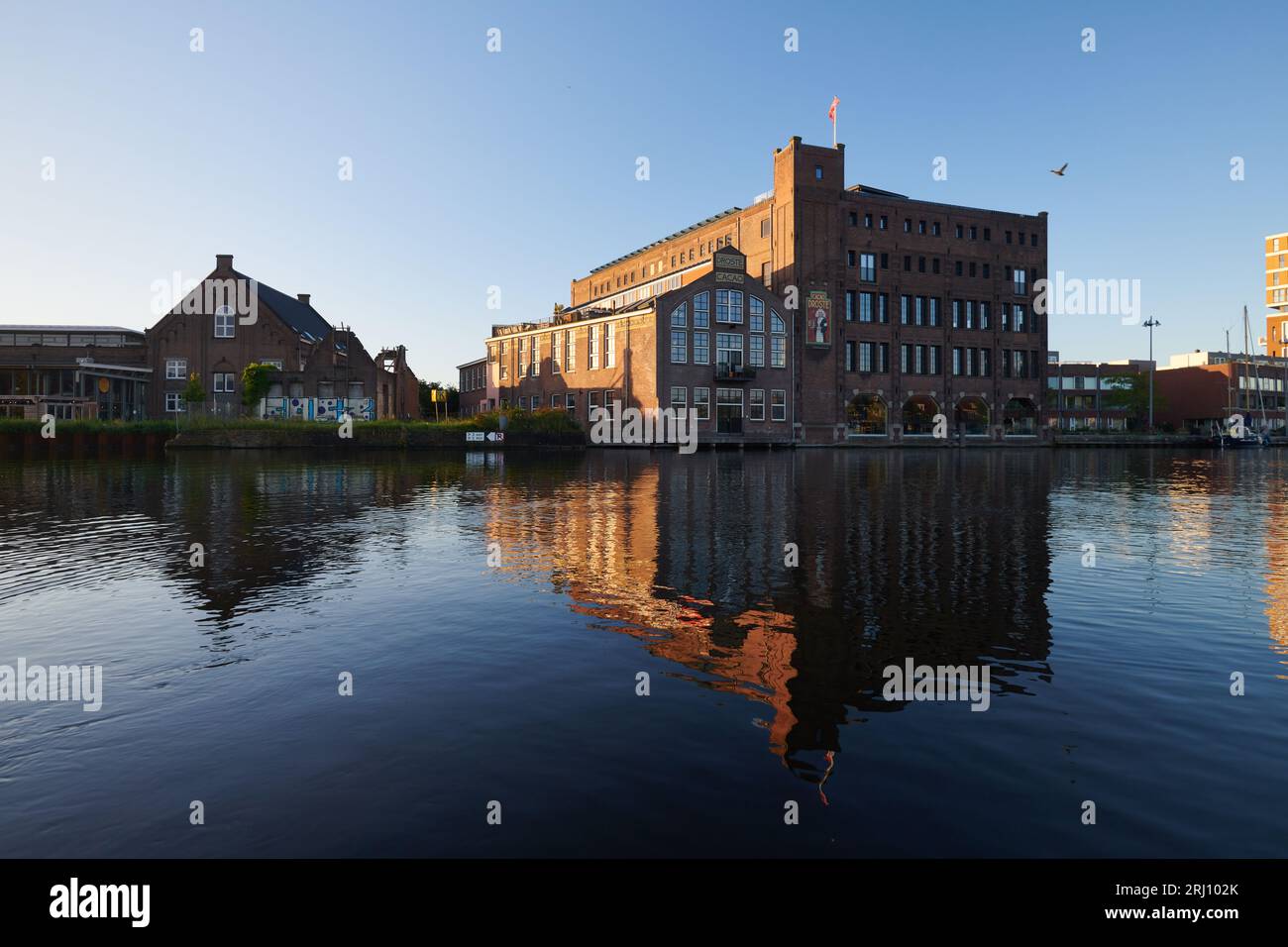 The old Droste chocolate factory in the city centre of Haarlem in The ...