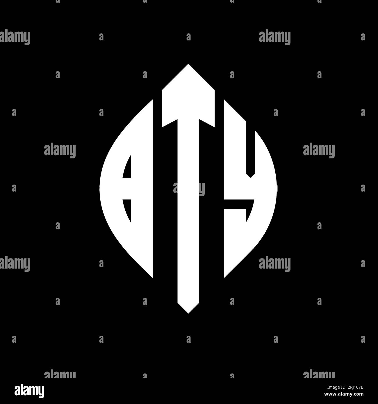 BTY circle letter logo design with circle and ellipse shape. BTY ...