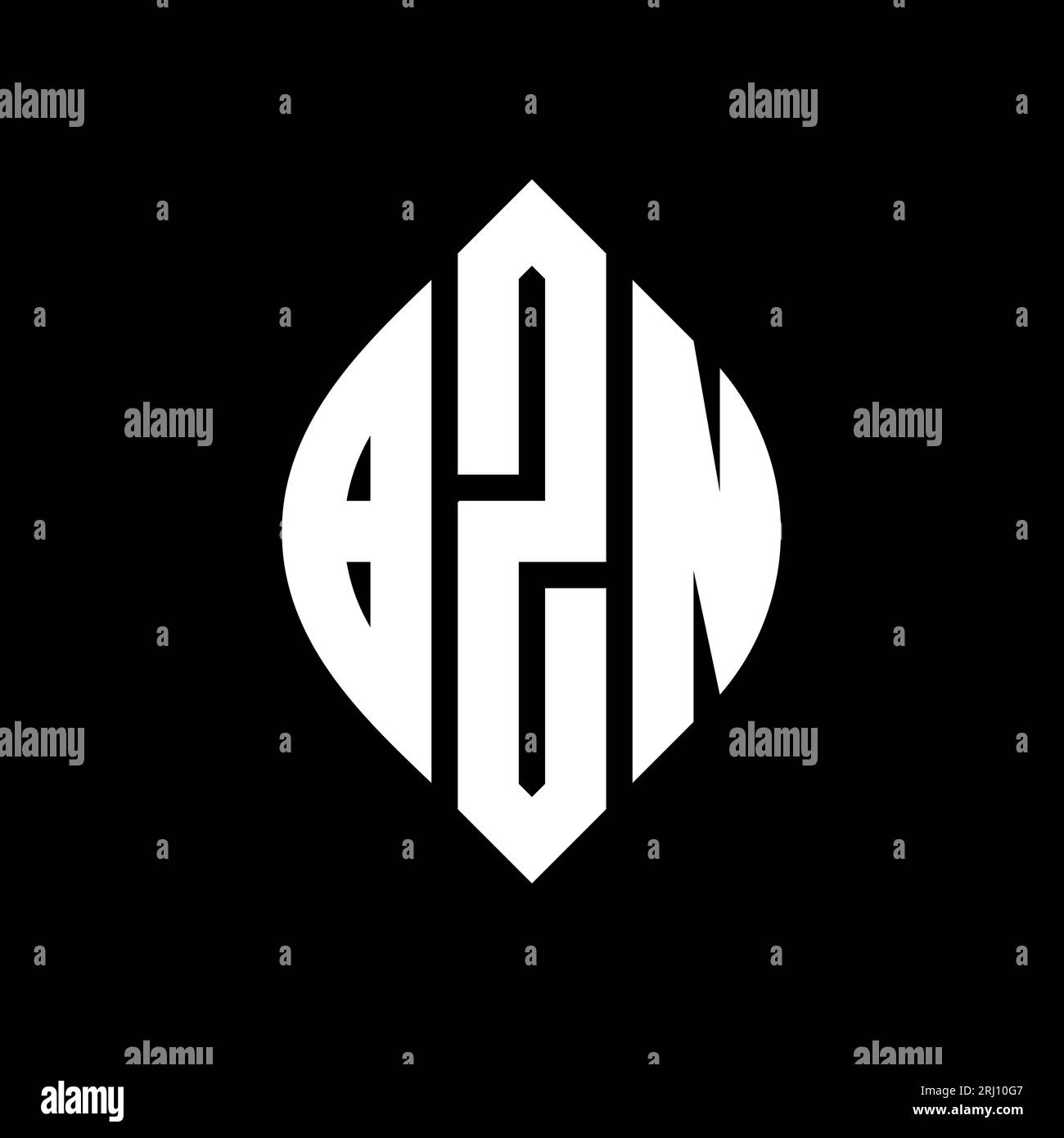 BZN circle letter logo design with circle and ellipse shape. BZN ...