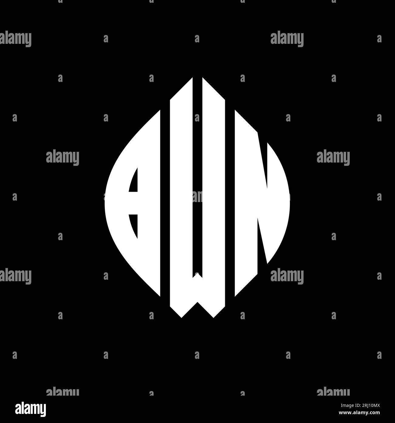 BWN circle letter logo design with circle and ellipse shape. BWN ...