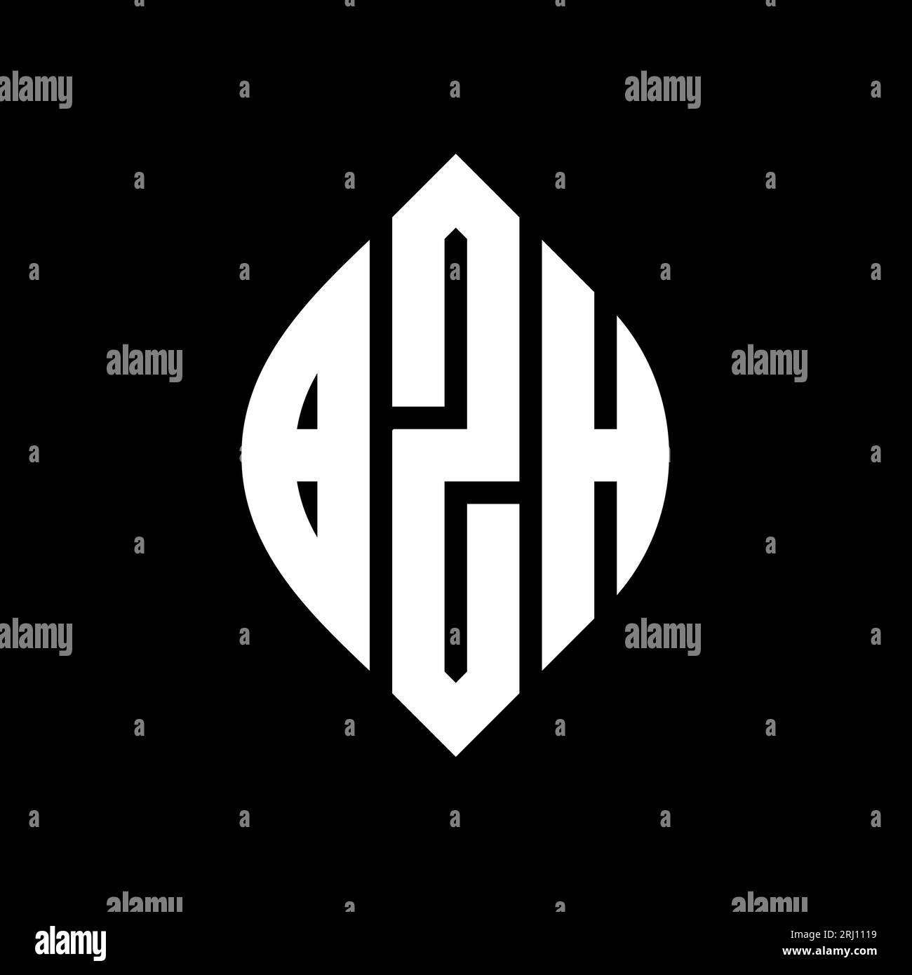BZH circle letter logo design with circle and ellipse shape. BZH ...
