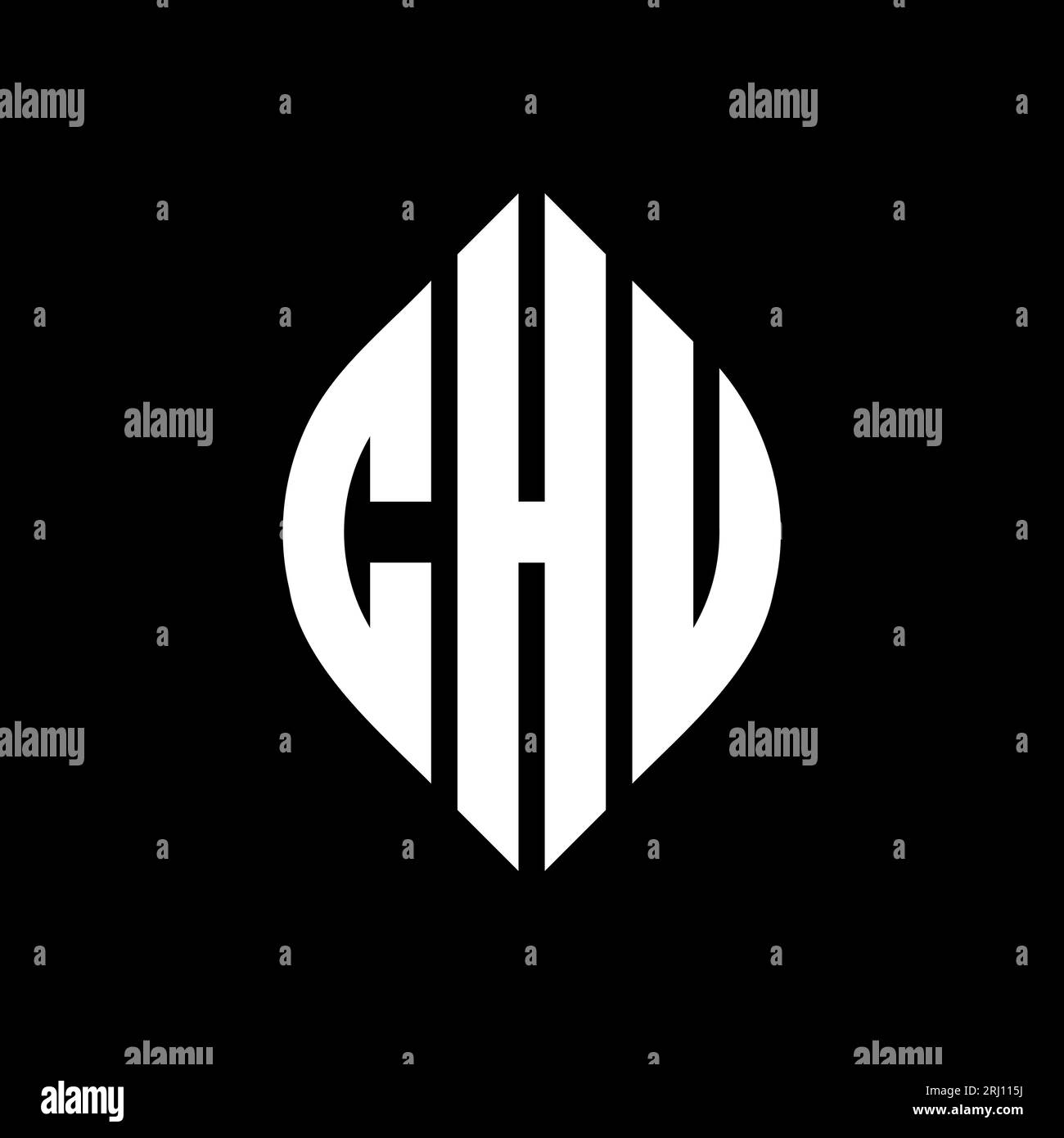 CHU circle letter logo design with circle and ellipse shape. CHU ...