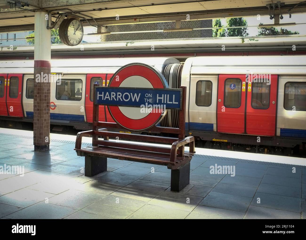 Harrow on the Hill tube station sign on the platform Stock Photo - Alamy
